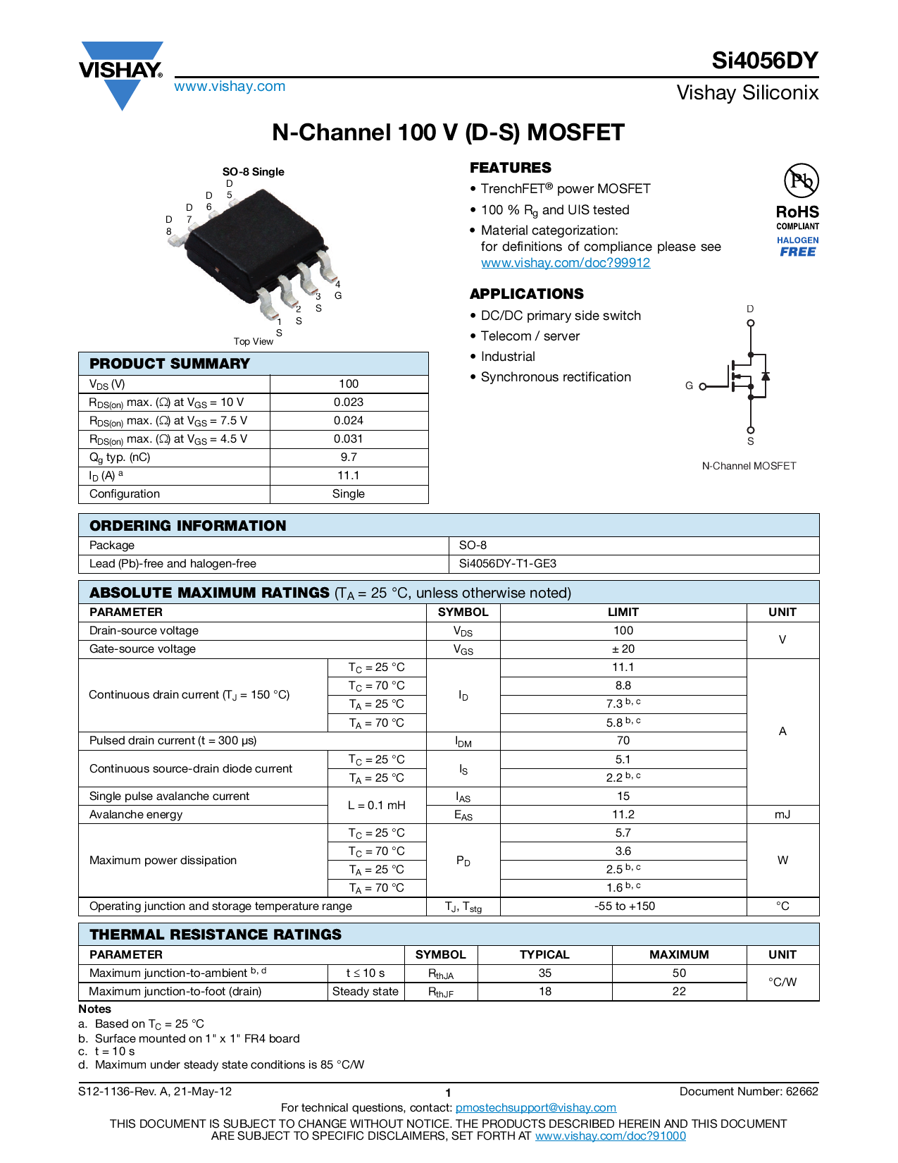 SI4056DY-T1-GE3_（VISHAY(威世)）SI4056DY-T1-GE3中文资料_价格_PDF手册-立创电子商城
