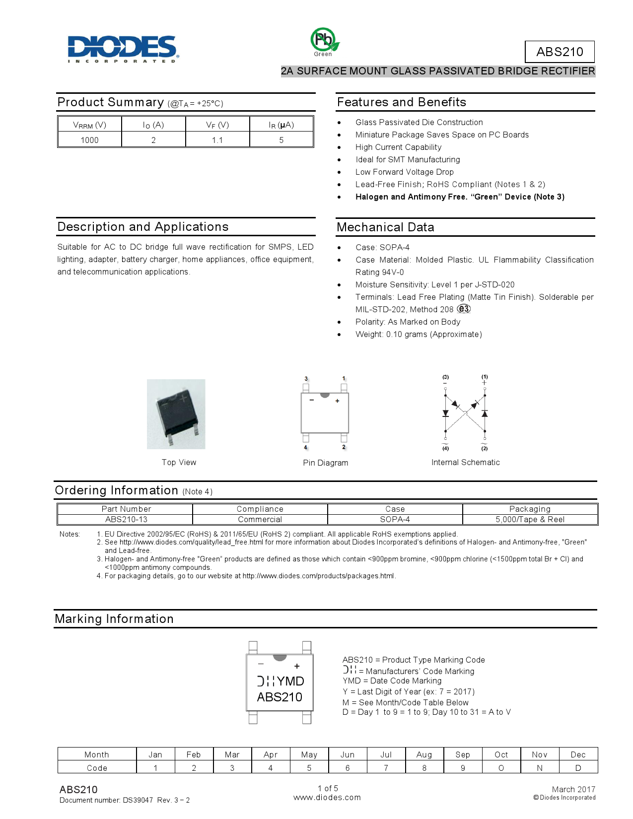 ABS210-13_（DIODES(美台)）ABS210-13中文资料_价格_PDF手册-立创电子商城
