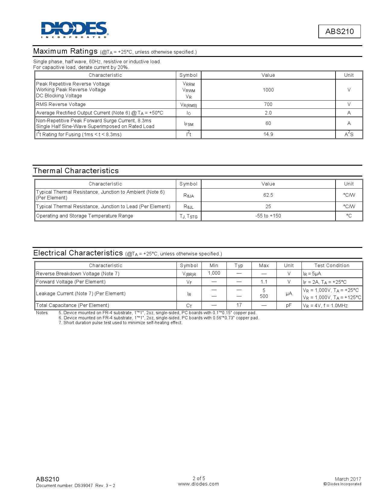 ABS210-13_（DIODES(美台)）ABS210-13中文资料_价格_PDF手册-立创电子商城