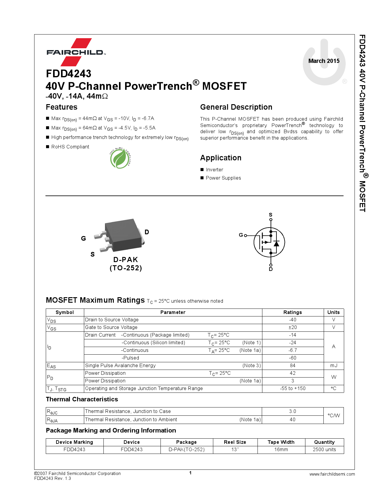 FDD4243_（onsemi(安森美)）FDD4243中文资料_价格_PDF手册-立创电子商城