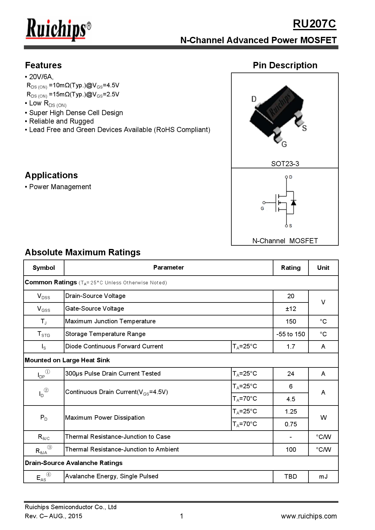 RU207C_（Ruichips(锐骏半导体)）RU207C中文资料_价格_PDF手册-立创电子商城
