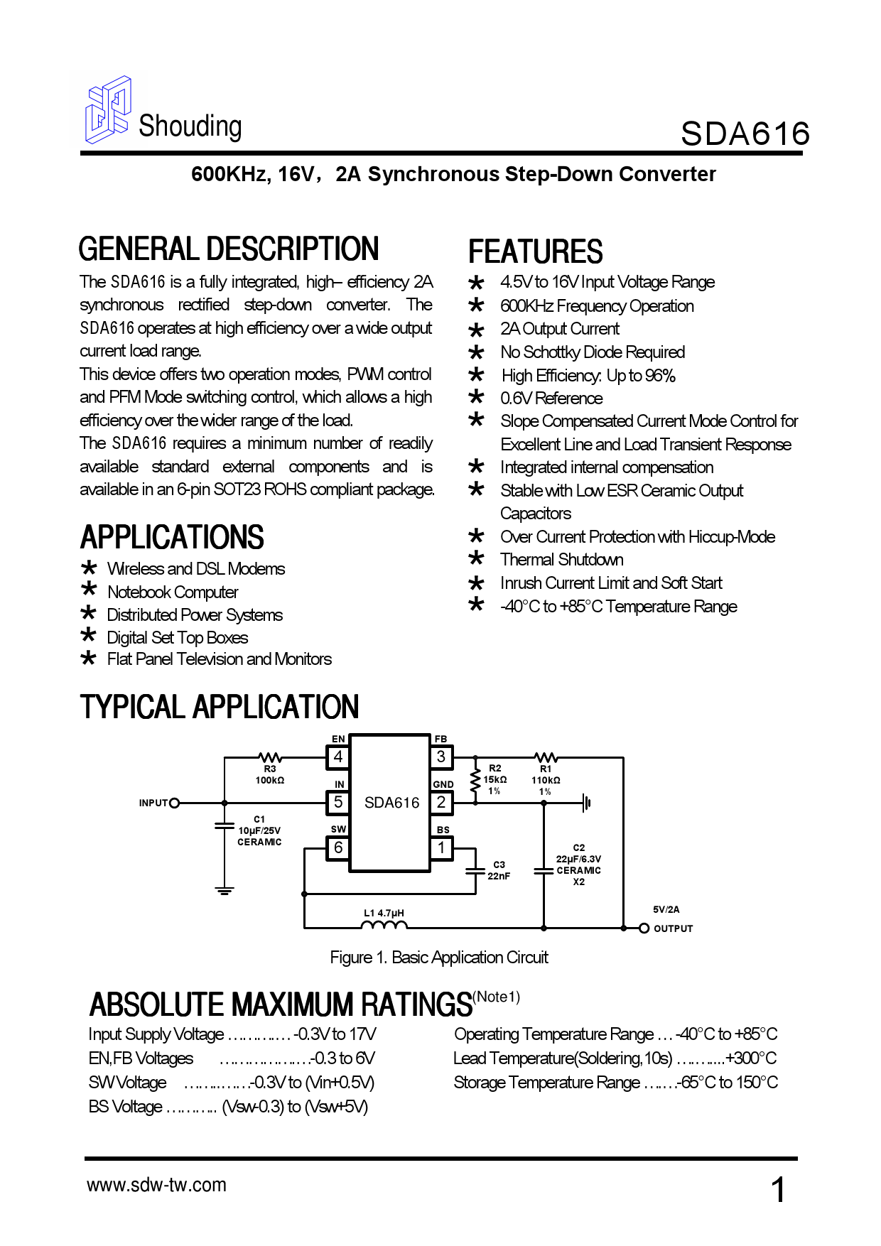 SDA616_（SHOUDING(首鼎半导体)）SDA616中文资料_价格_PDF手册-立创电子商城