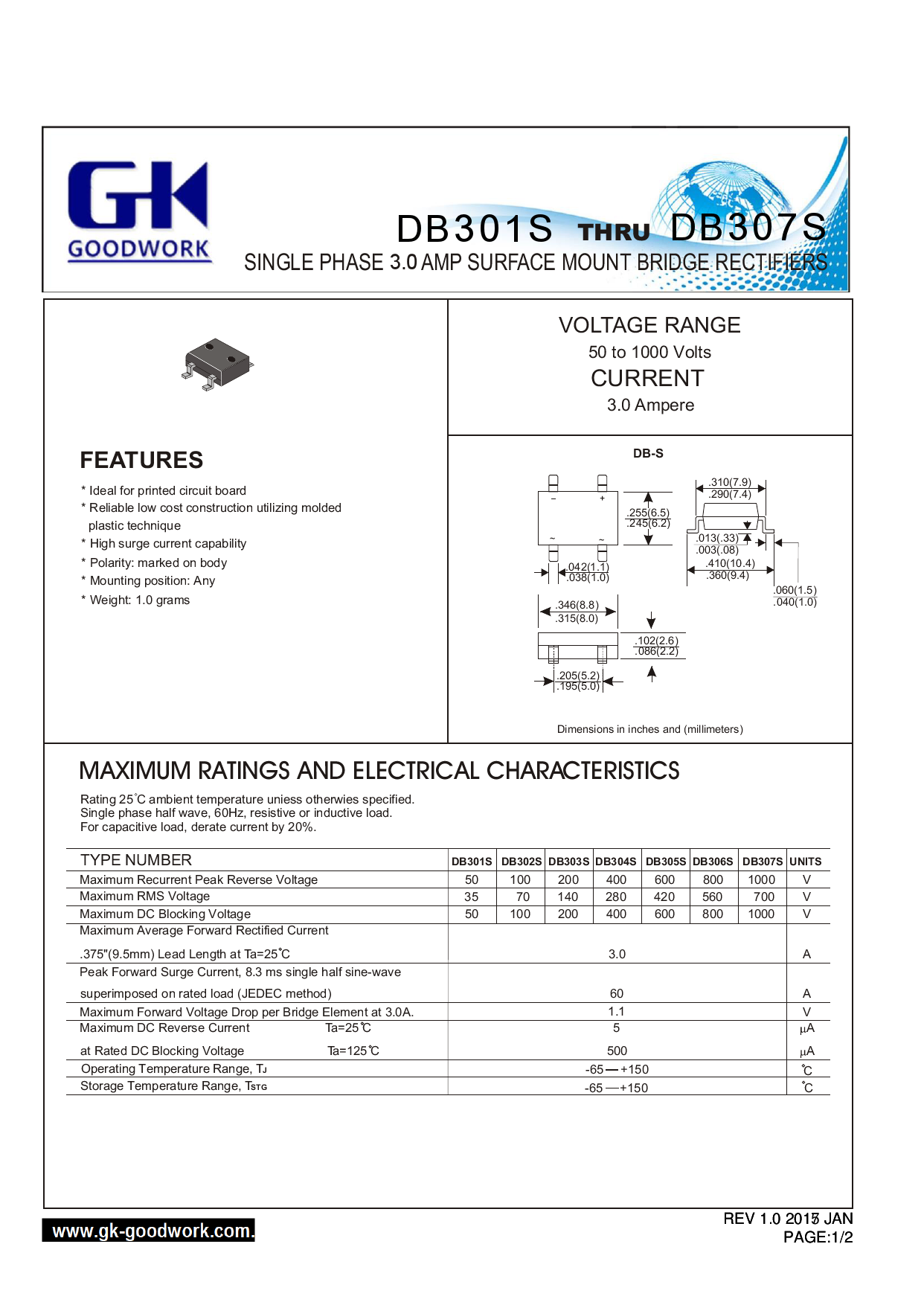 DB307S_（GOODWORK(固得沃克)）DB307S中文资料_价格_PDF手册-立创电子商城