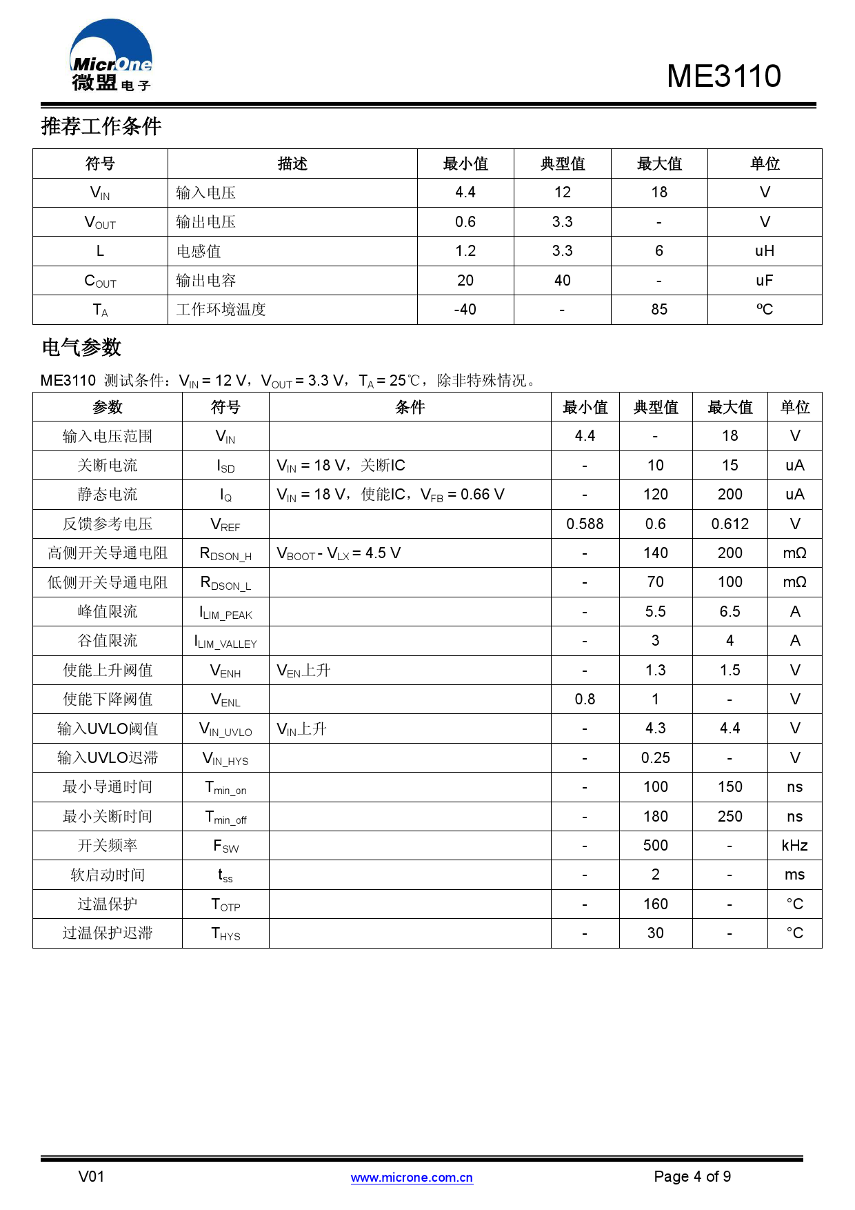 ME3110AM6G_（MICRONE(南京微盟)）ME3110AM6G中文资料_价格_PDF手册-立创电子商城