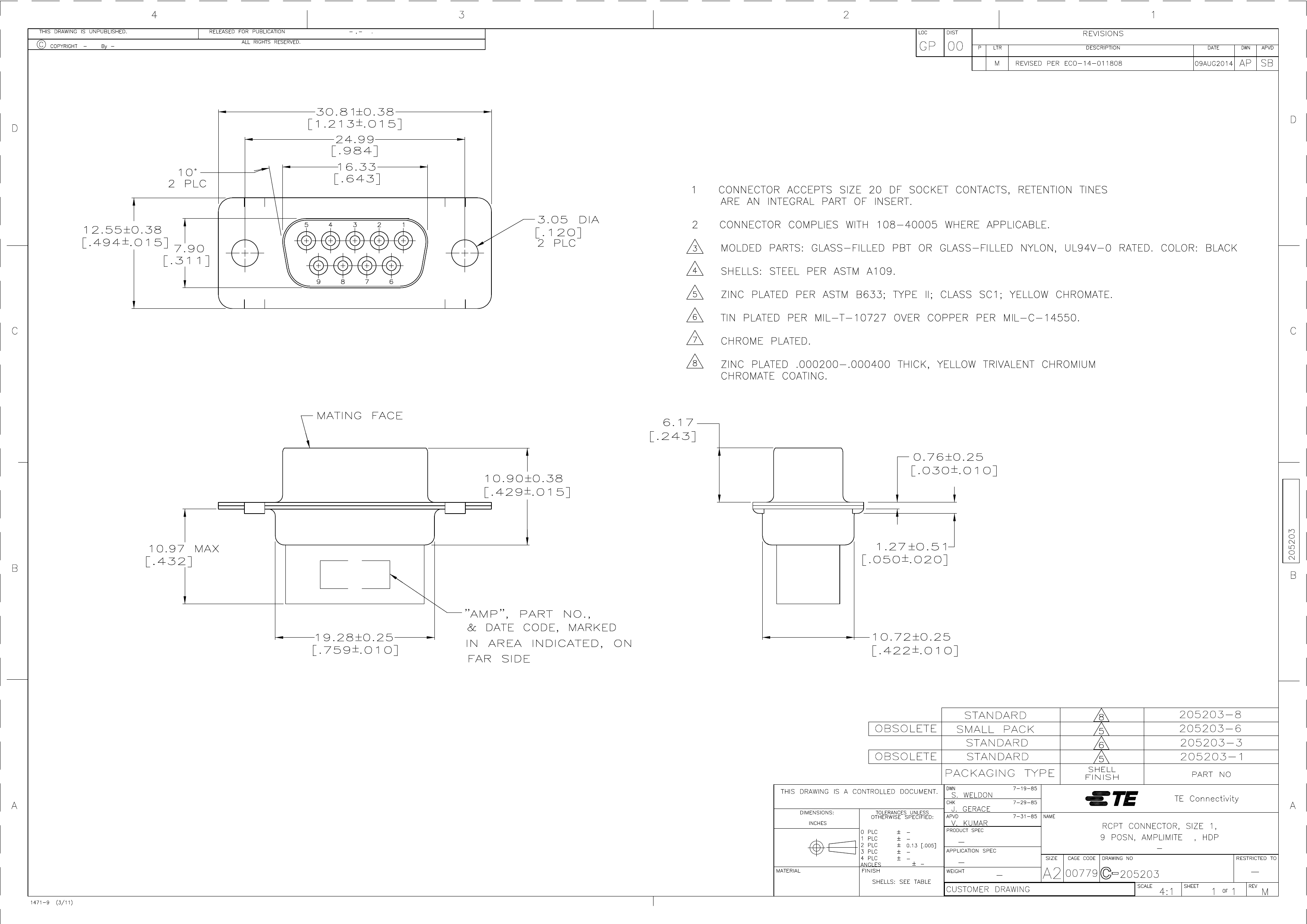 205203-3_（TE Connectivity(美国泰科)）205203-3中文资料_价格_PDF手册-立创电子商城