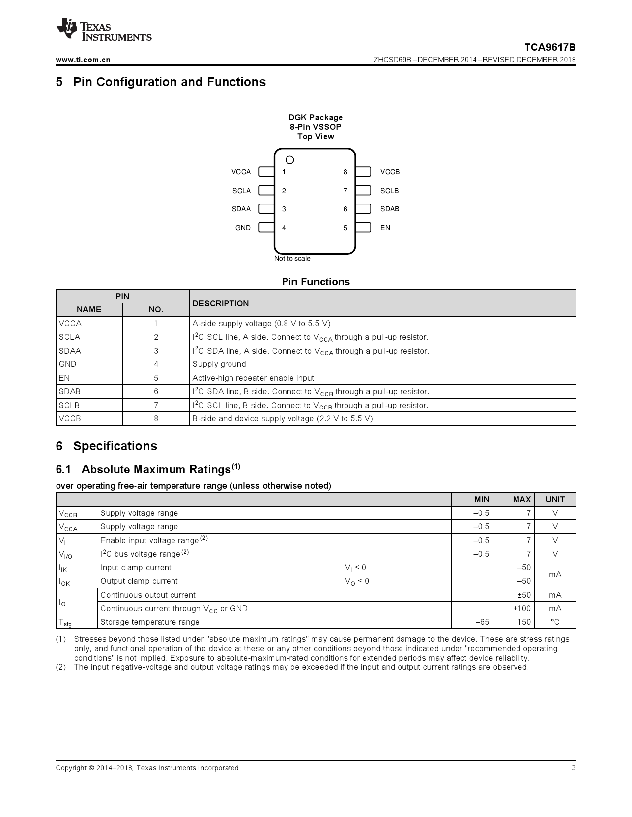 TCA9617BDGKR_（TI(德州仪器)）TCA9617BDGKR中文资料_价格_PDF手册-立创电子商城