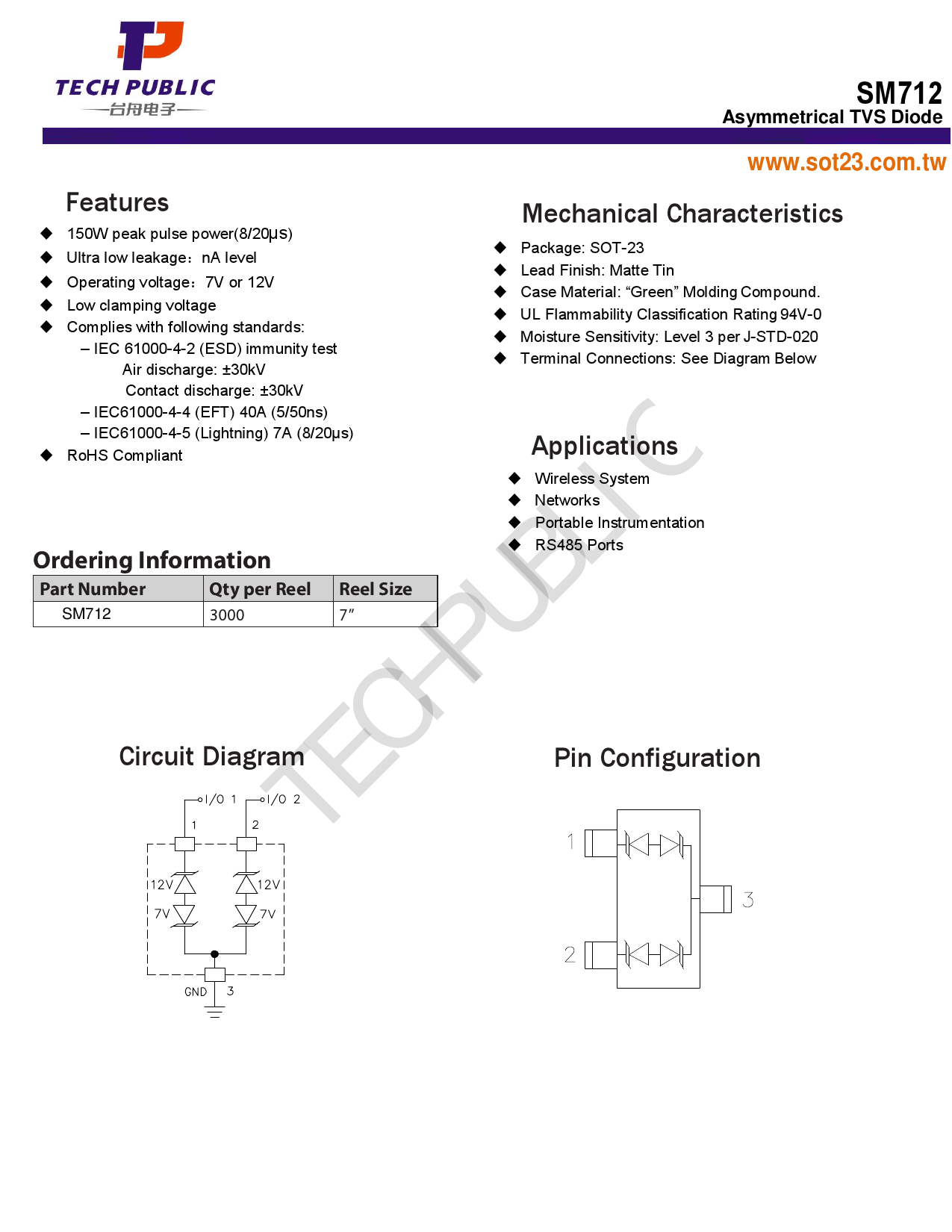 SM712_（TECH PUBLIC(台舟)）SM712中文资料_价格_PDF手册-立创电子商城