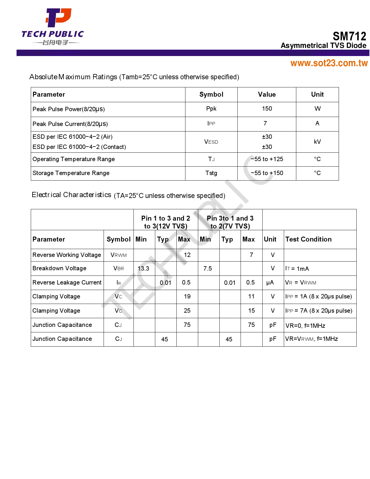 SM712_（TECH PUBLIC(台舟)）SM712中文资料_价格_PDF手册-立创电子商城