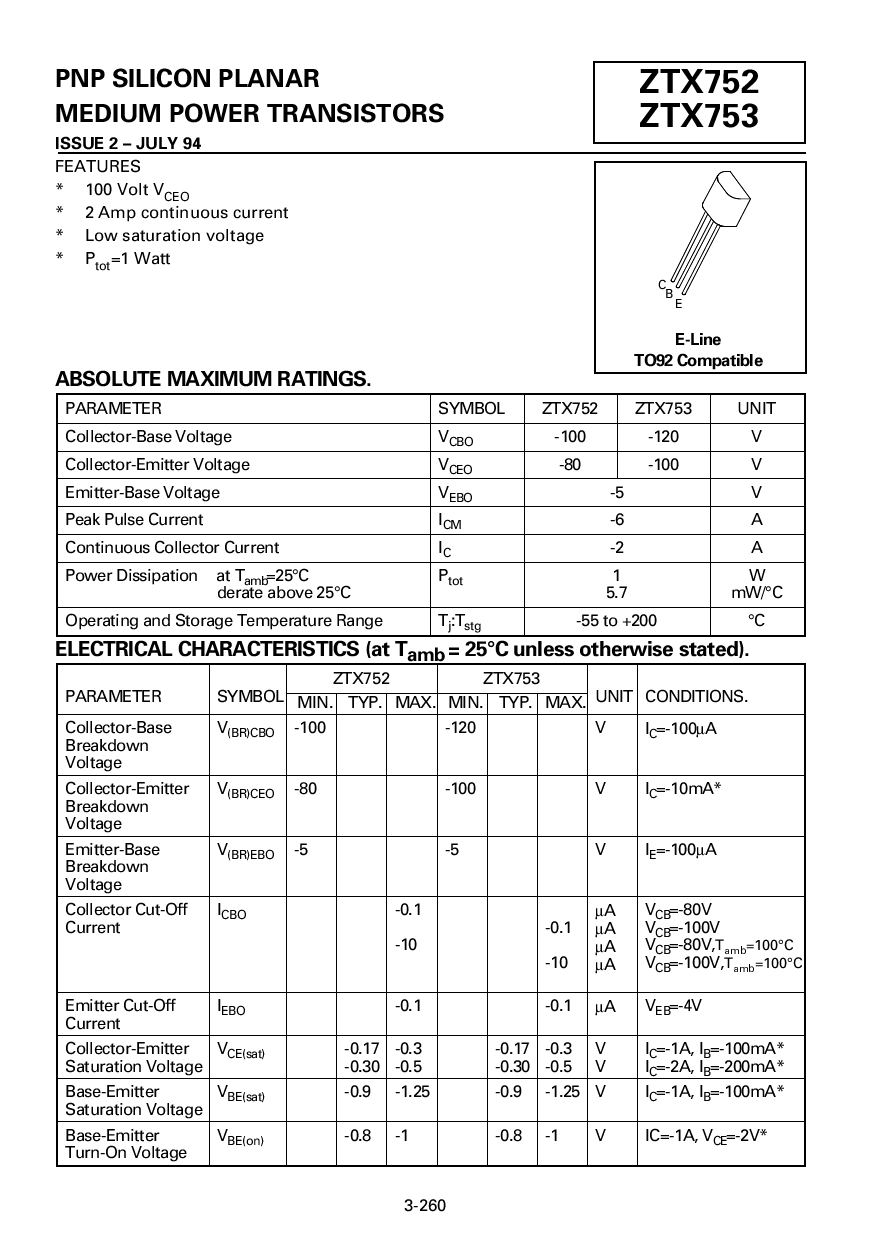 ZTX753_（DIODES(美台)）ZTX753中文资料_价格_PDF手册-立创电子商城