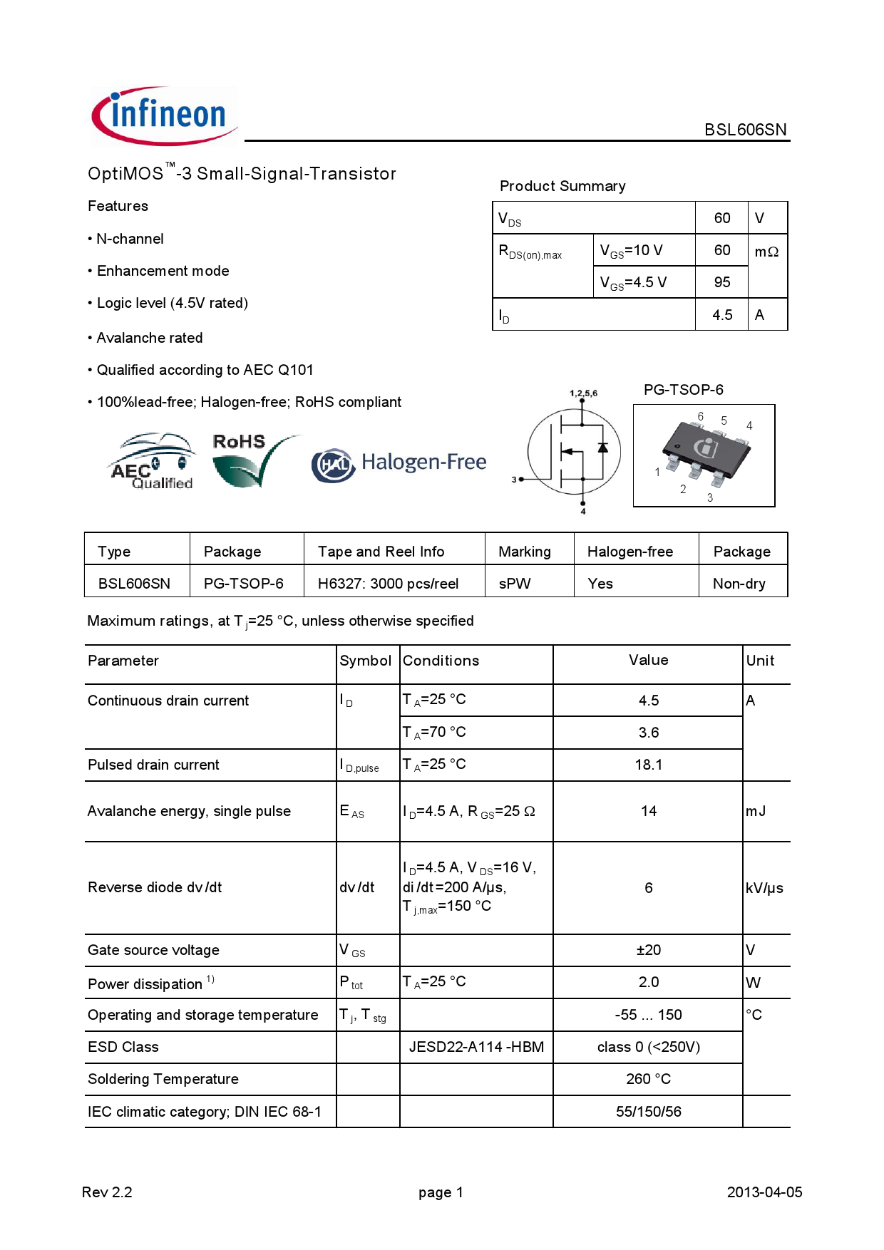BSL606SN H6327_（Infineon(英飞凌)）BSL606SN H6327中文资料_价格_PDF手册-立创电子商城