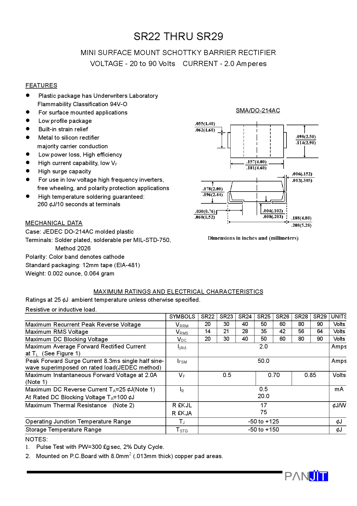 SR26_R1_00001_（PANJIT(强茂)）SR26_R1_00001中文资料_价格_PDF手册-立创电子商城