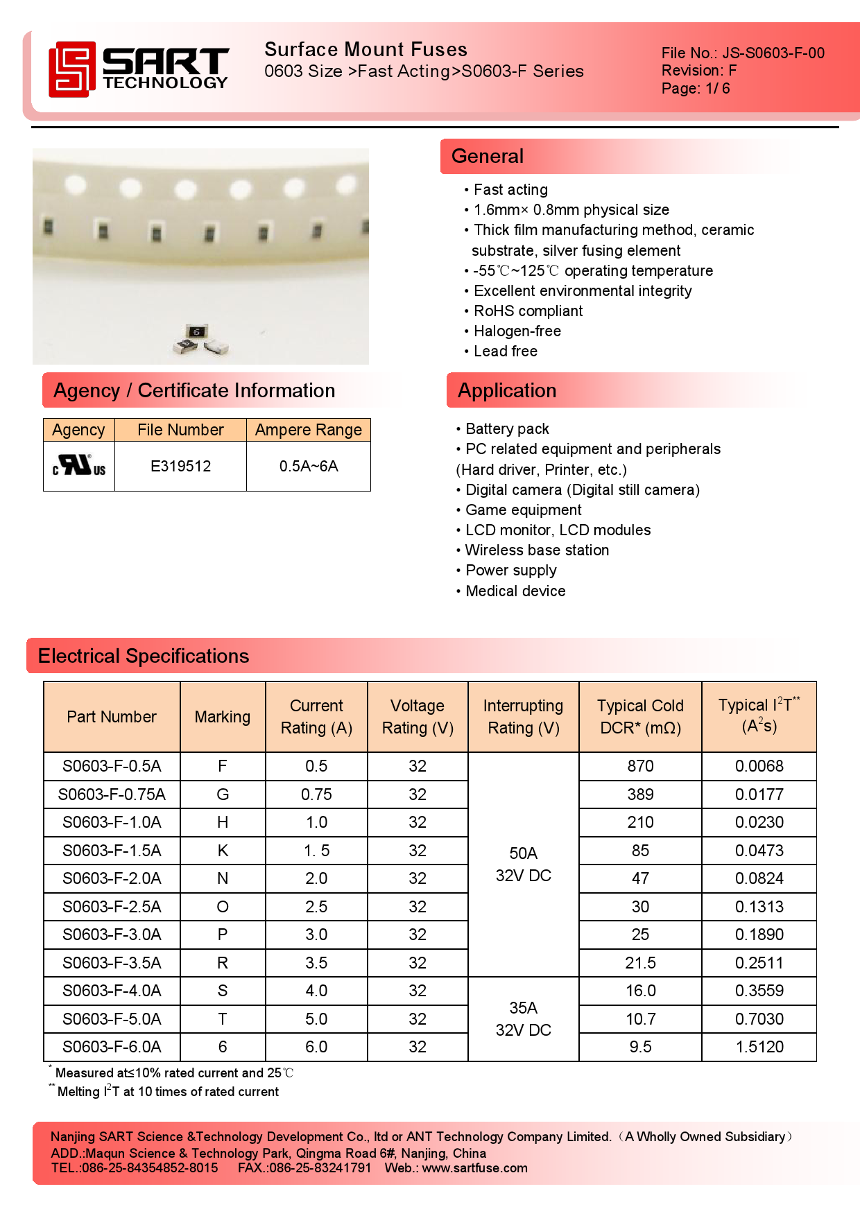 S0603-F-5.0A_（SART(萨特)）S0603-F-5.0A中文资料_价格_PDF手册-立创电子商城