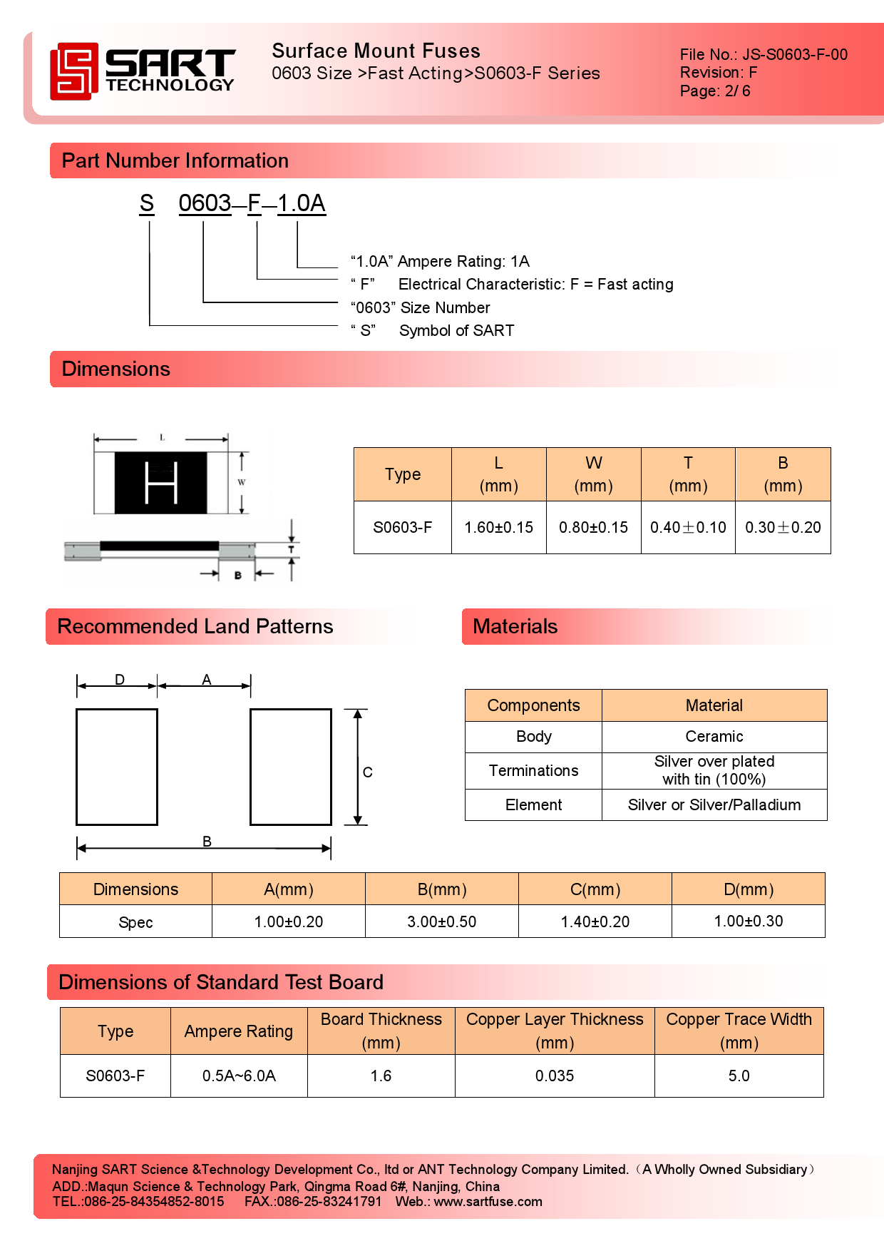S0603-F-5.0A_（SART(萨特)）S0603-F-5.0A中文资料_价格_PDF手册-立创电子商城