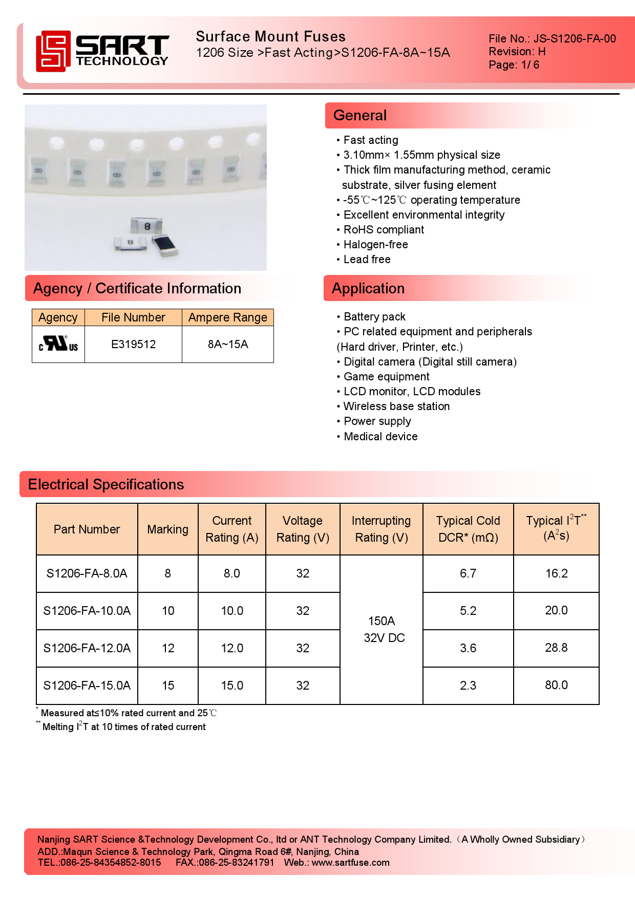 S1206-FA-10.0A_（SART(萨特)）S1206-FA-10.0A中文资料_价格_PDF手册-立创电子商城