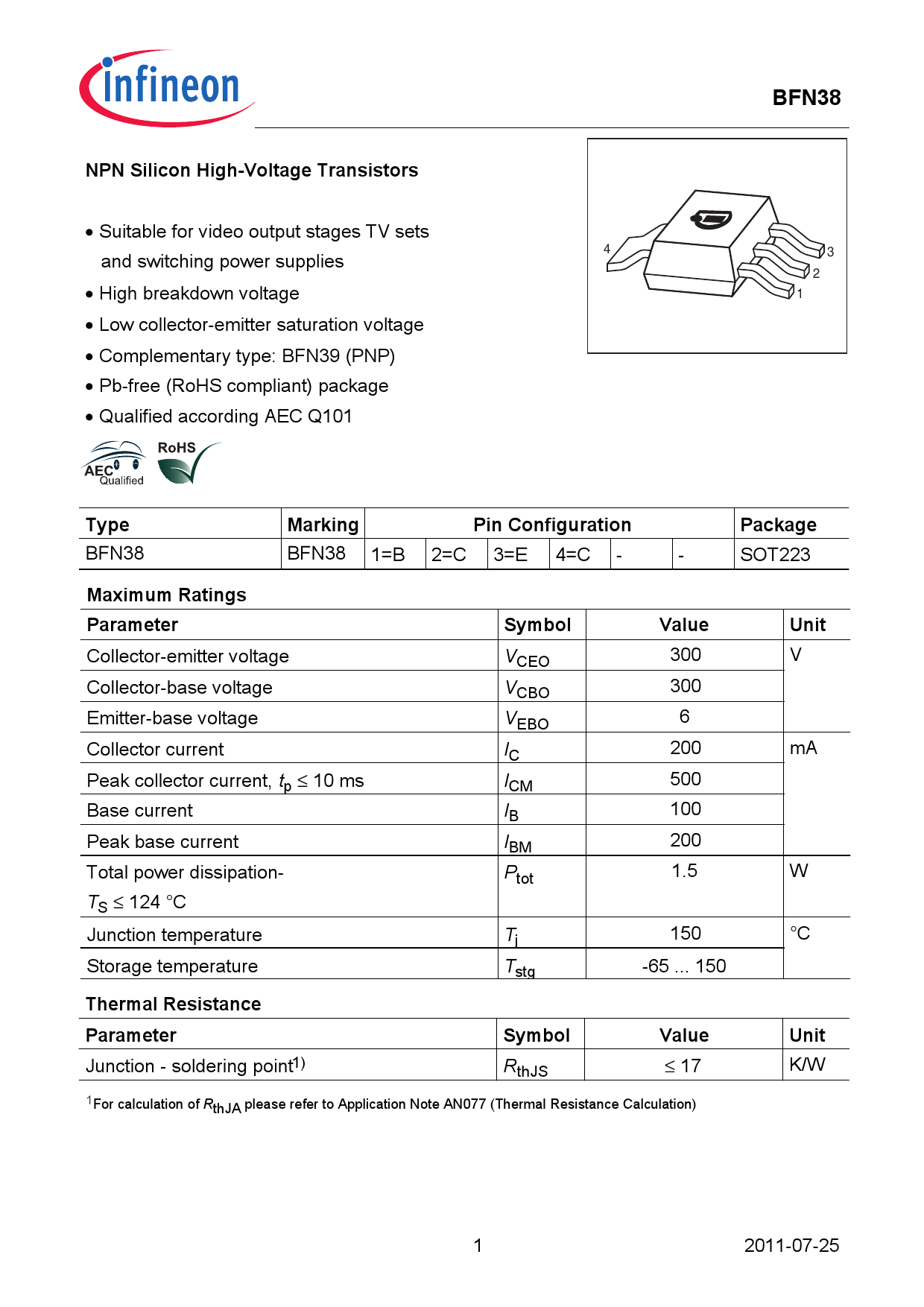 BFN 38 H6327_（Infineon(英飞凌)）BFN 38 H6327中文资料_价格_PDF手册-立创电子商城