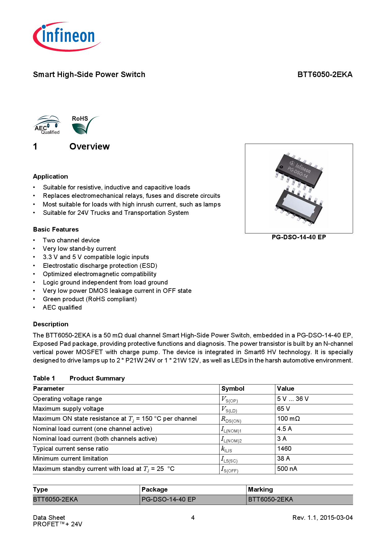 BTT6050-2EKA_（Infineon(英飞凌)）BTT6050-2EKA中文资料_价格_PDF手册-立创电子商城