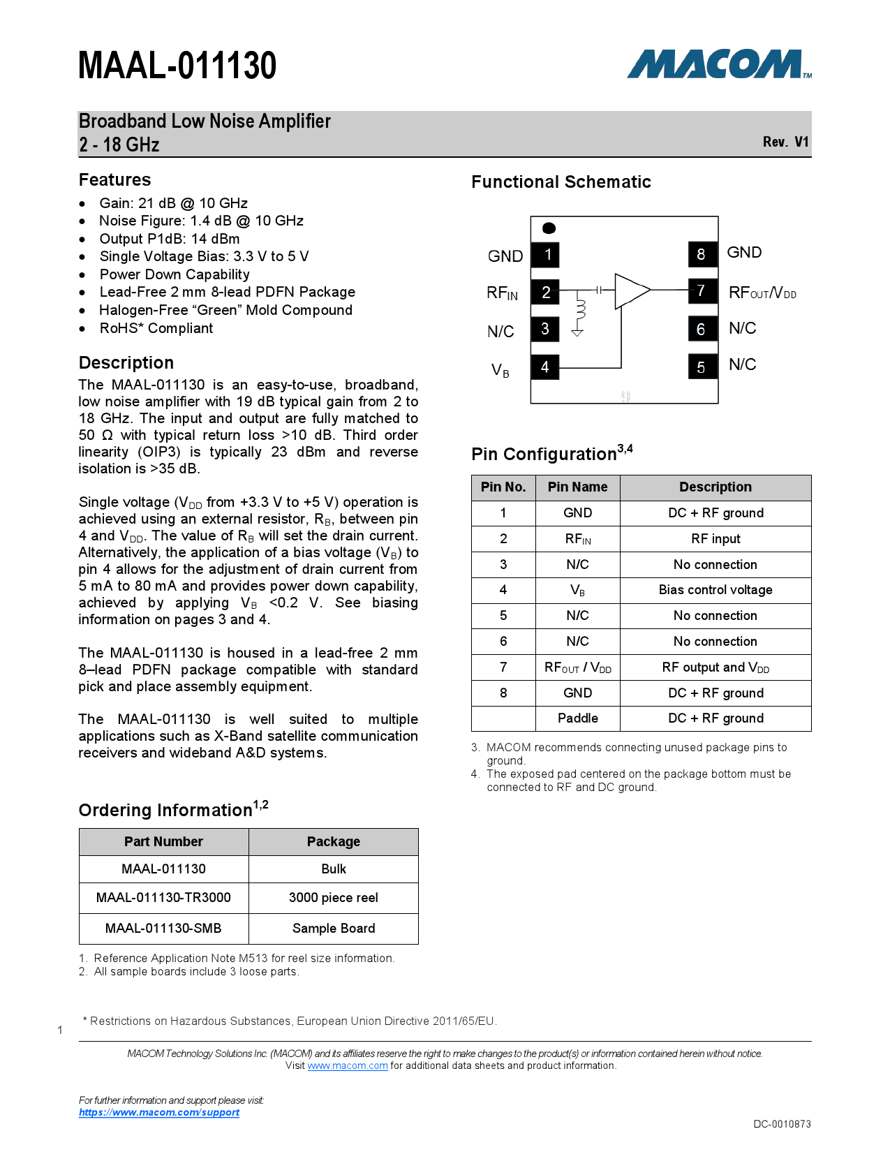 MAAL-011130-TR3000_（MACOM）MAAL-011130-TR3000中文资料_价格_PDF手册-立创电子商城