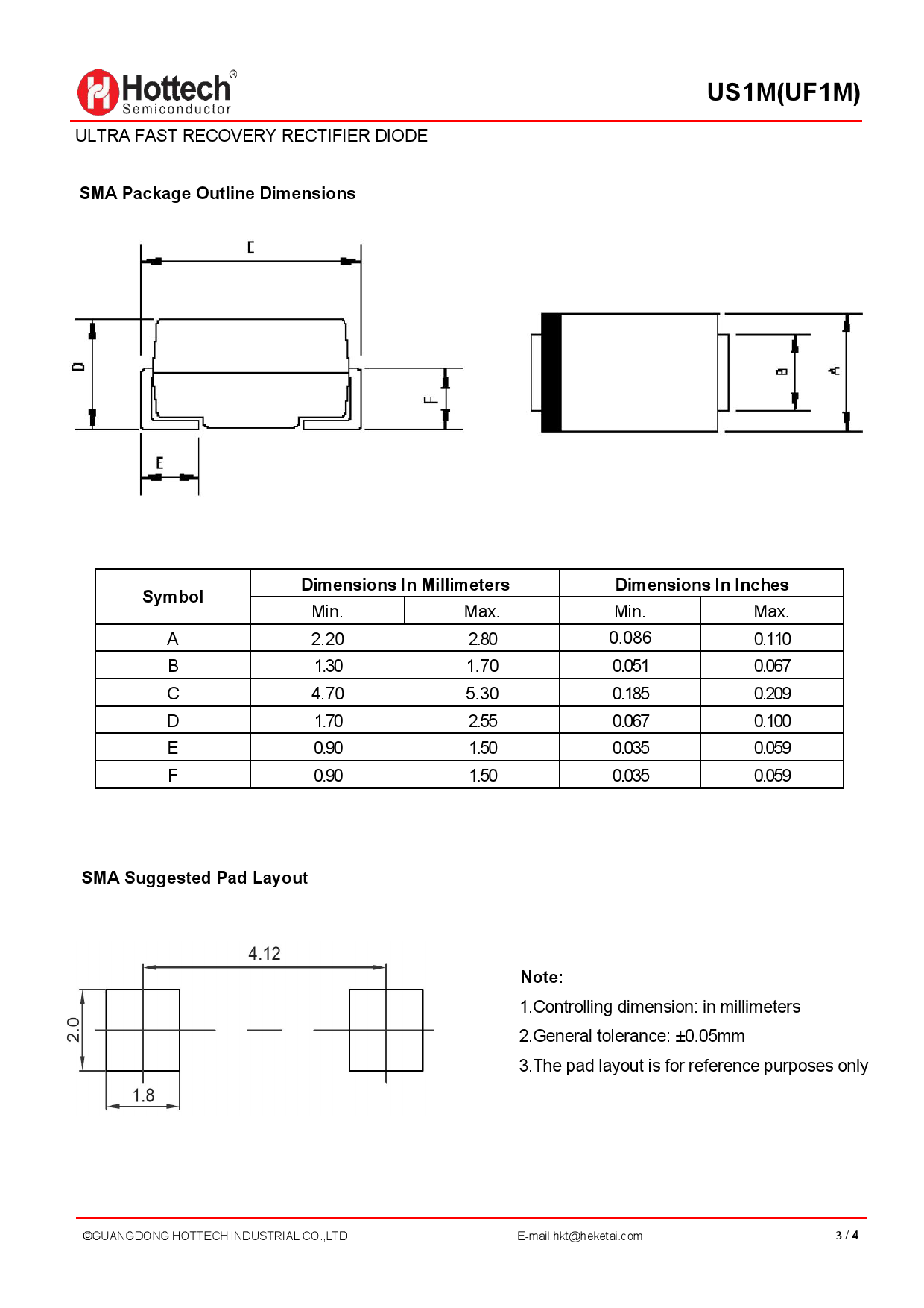 US1M_（Hottech(合科泰)）US1M中文资料_价格_PDF手册-立创电子商城