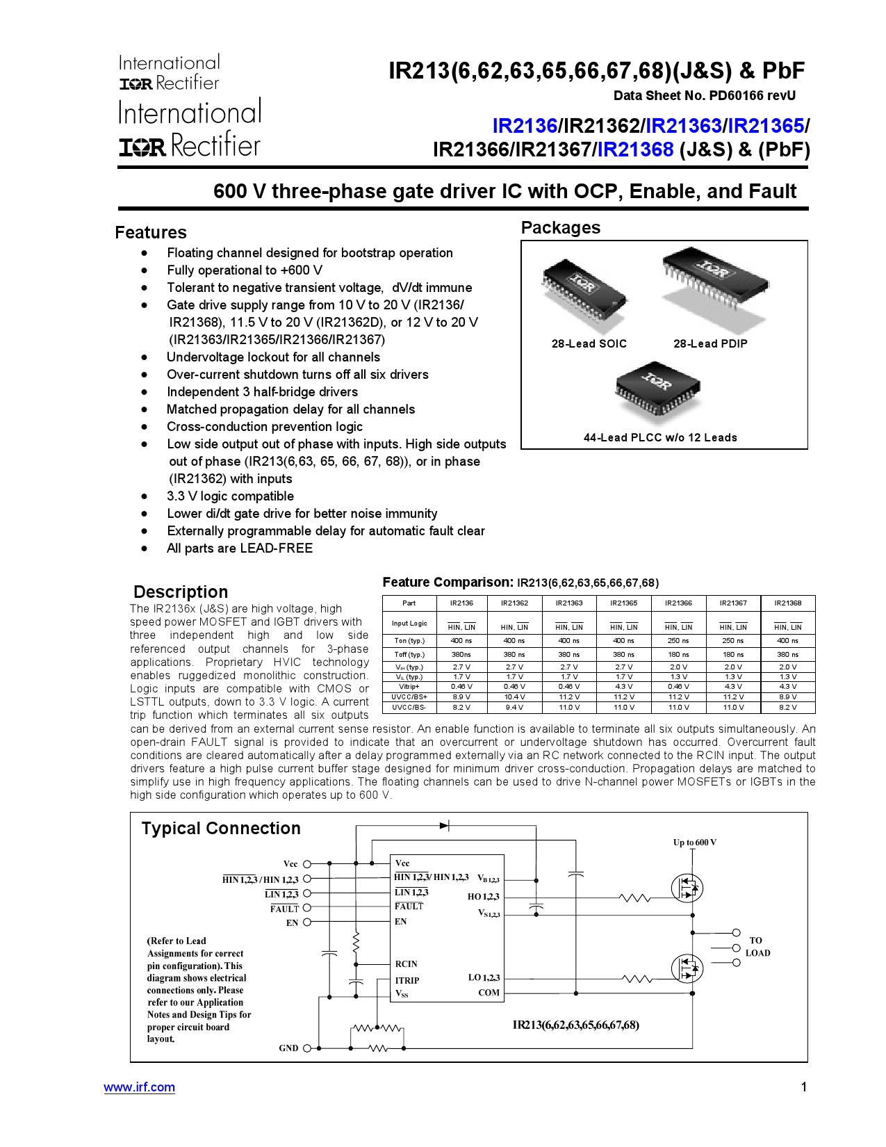 IR2136SPBF_（Infineon(英飞凌)）IR2136SPBF中文资料_价格_PDF手册-立创电子商城