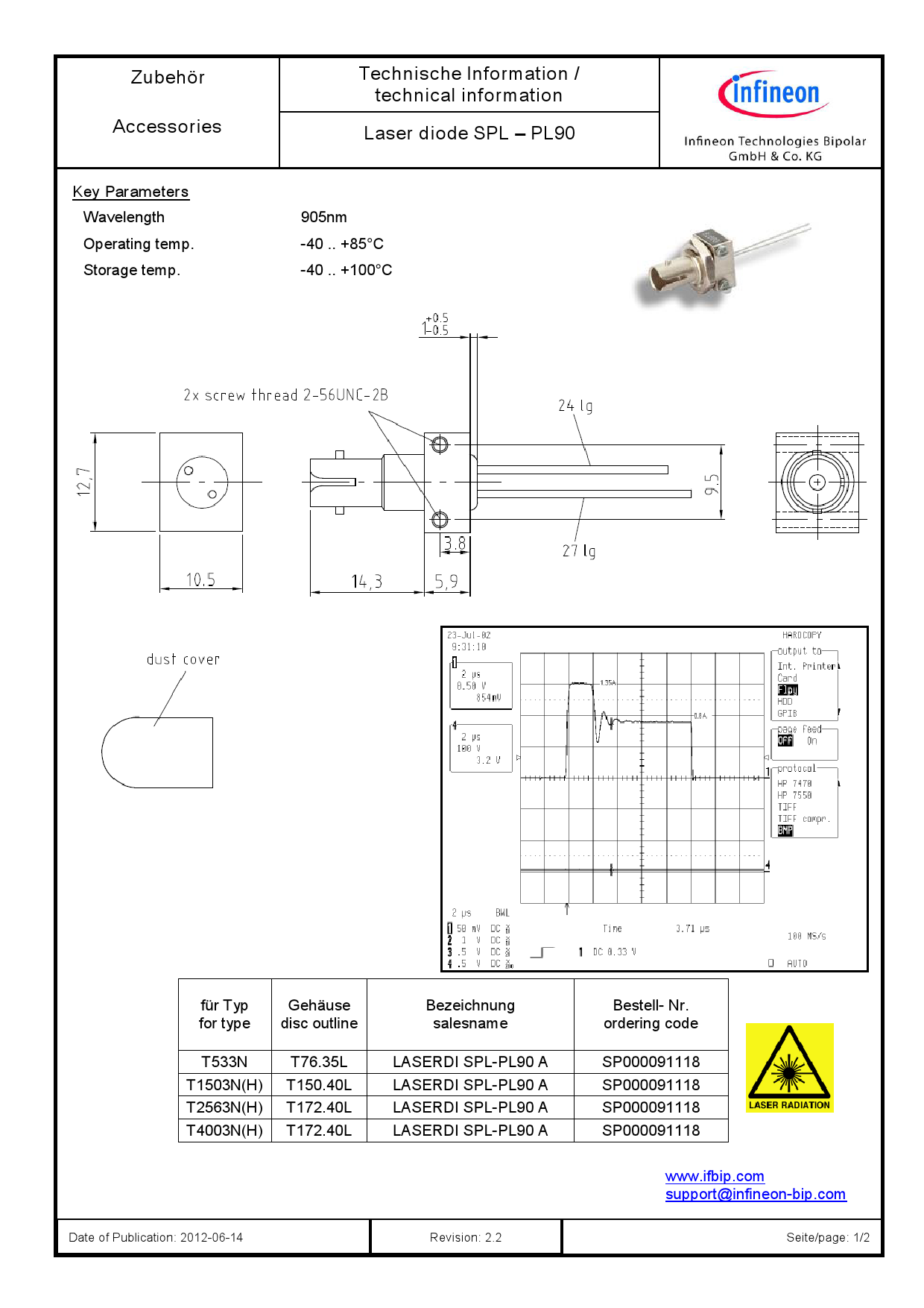 LASERDI SPL-PL90 A_（Infineon(英飞凌)）LASERDI SPL-PL90 A中文资料_价格_PDF手册-立创电子商城