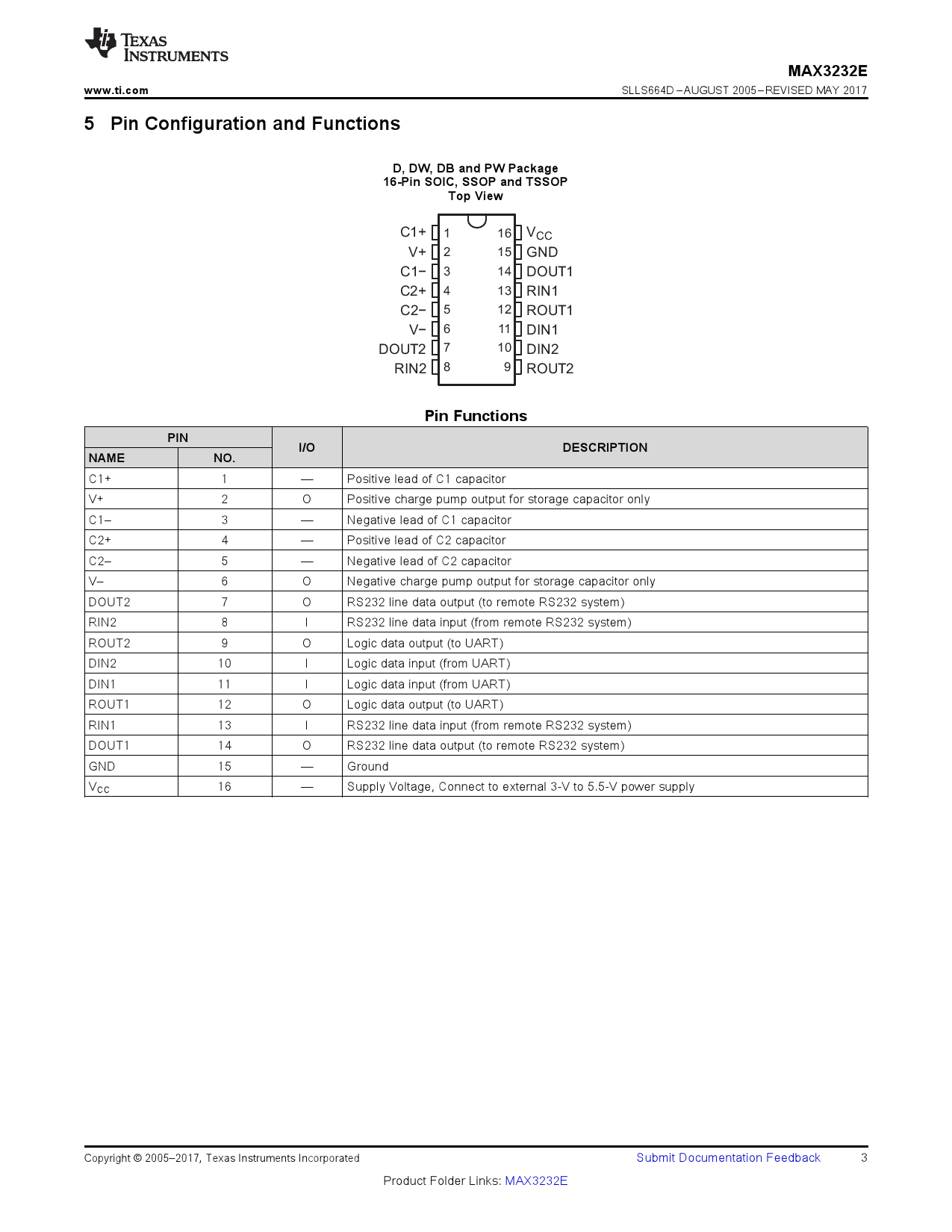 MAX3232EIDR_（TI(德州仪器)）MAX3232EIDR中文资料_价格_PDF手册-立创电子商城