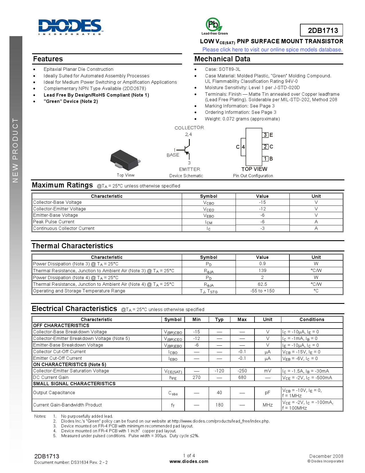 2DB1713-13_（DIODES(美台)）2DB1713-13中文资料_价格_PDF手册-立创电子商城