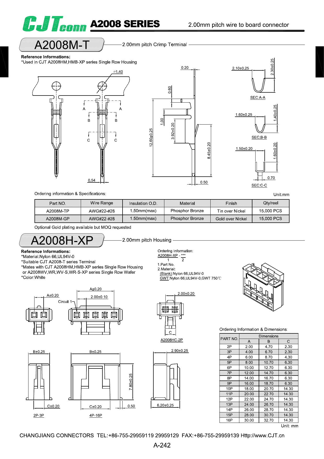 A2008WR-4P_（CJT(长江连接器)）A2008WR-4P中文资料_价格_PDF手册-立创电子商城