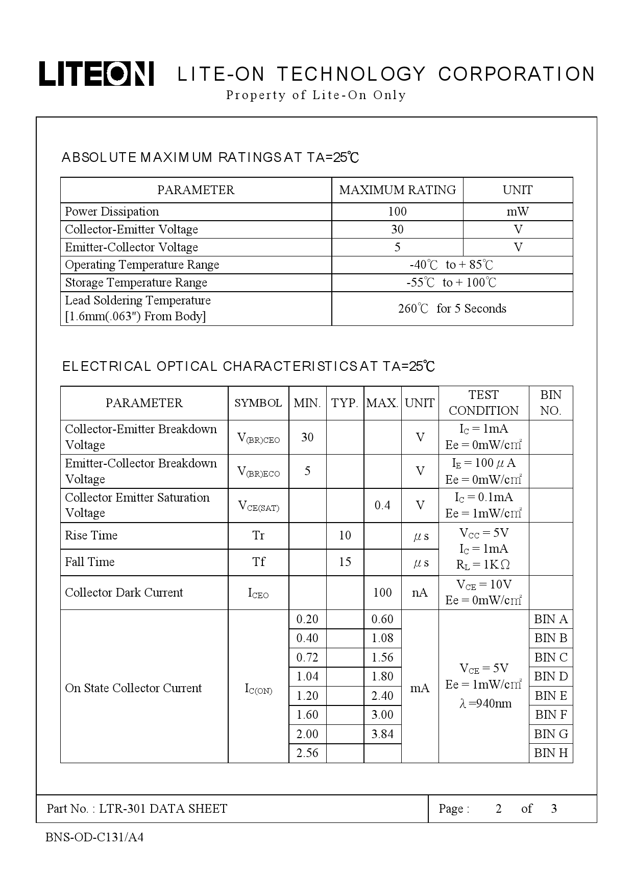 LTR-301_（LITEON(光宝)）LTR-301中文资料_价格_PDF手册-立创电子商城