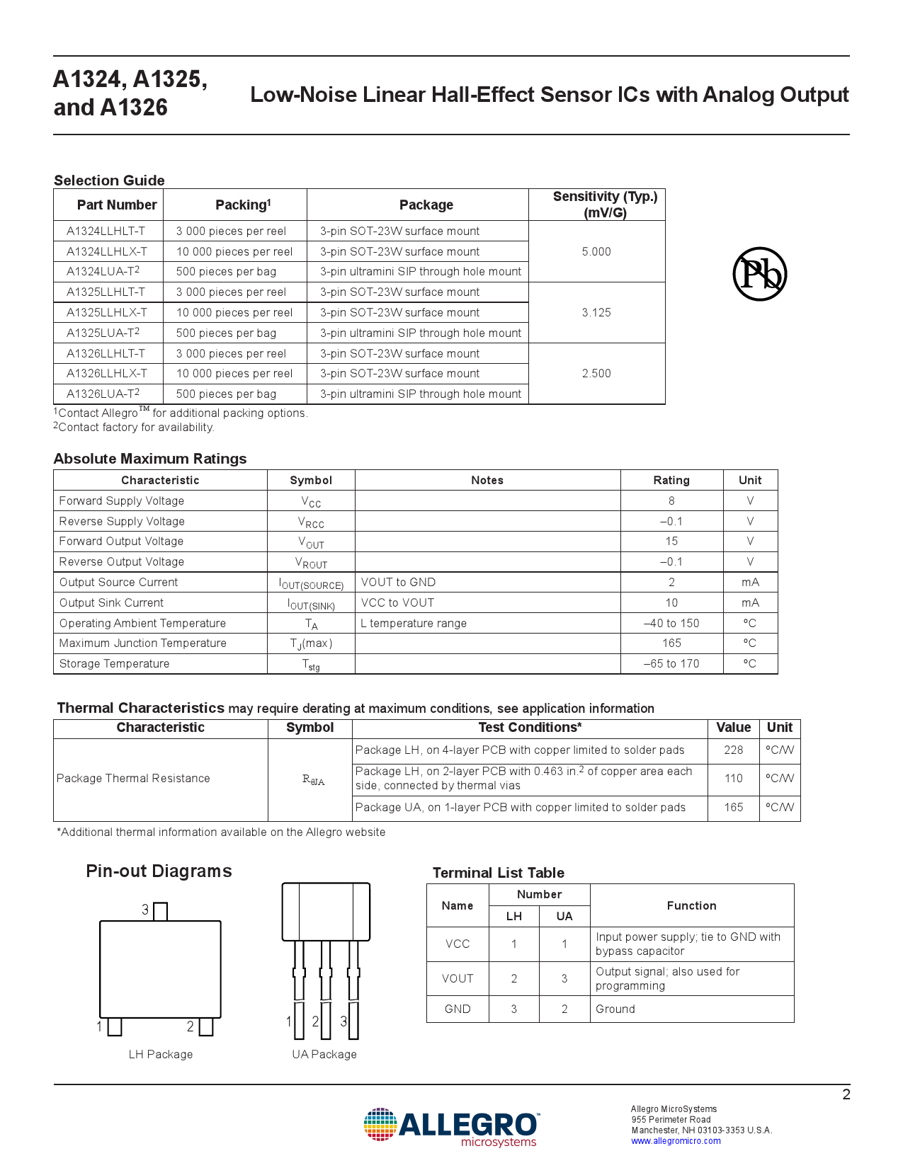 A1325LUA-T_（ALLEGRO(美国埃戈罗)）A1325LUA-T中文资料_价格_PDF手册-立创电子商城