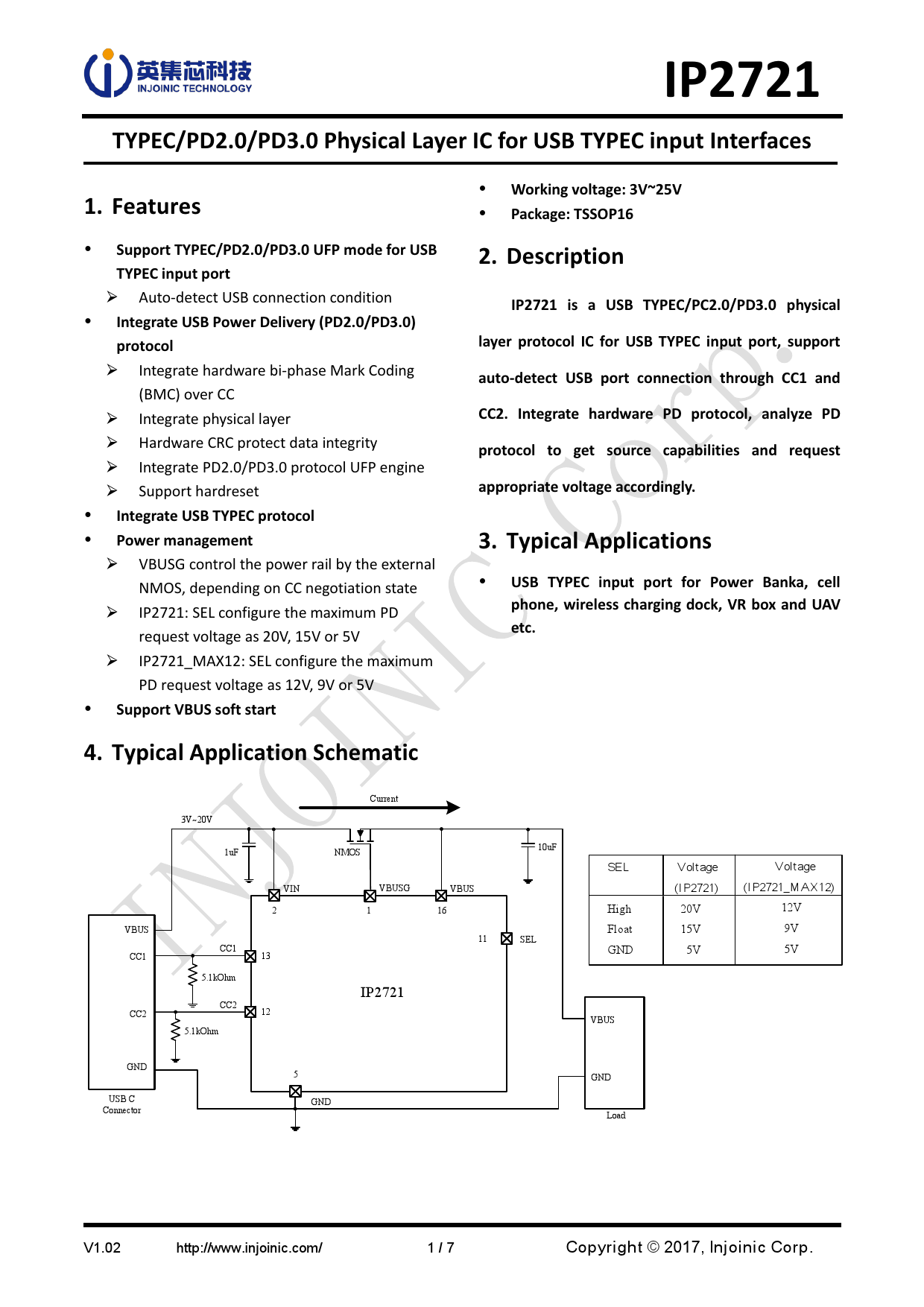 IP2721_（INJOINIC(英集芯)）IP2721中文资料_价格_PDF手册-立创电子商城