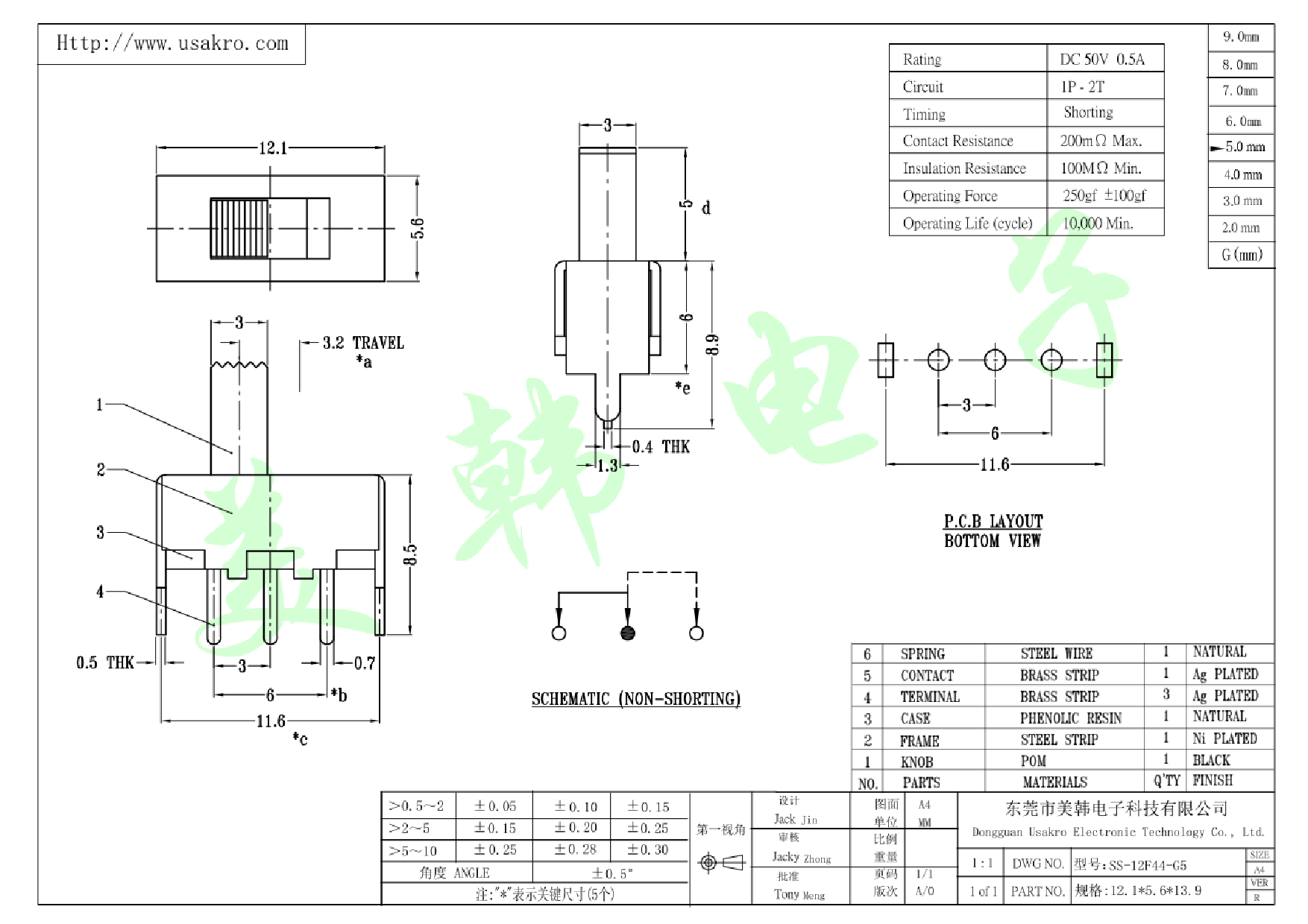 SS-12F44-G5_（USAKRO(美韩)）SS-12F44-G5中文资料_价格_PDF手册-立创电子商城