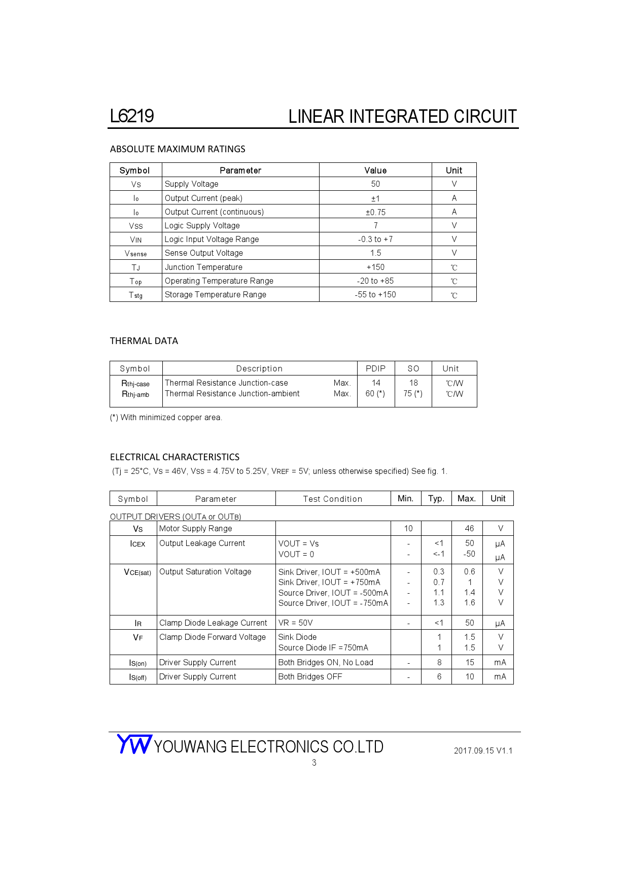 L6219_（YW(友旺)）L6219中文资料_价格_PDF手册-立创电子商城