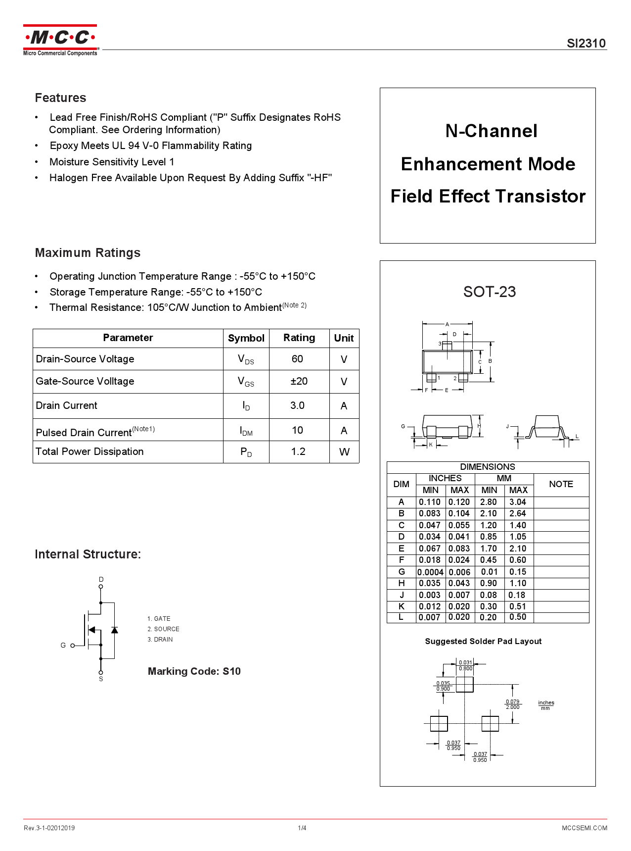 SI2310-TP_（MCC(美微科)）SI2310-TP中文资料_价格_PDF手册-立创电子商城