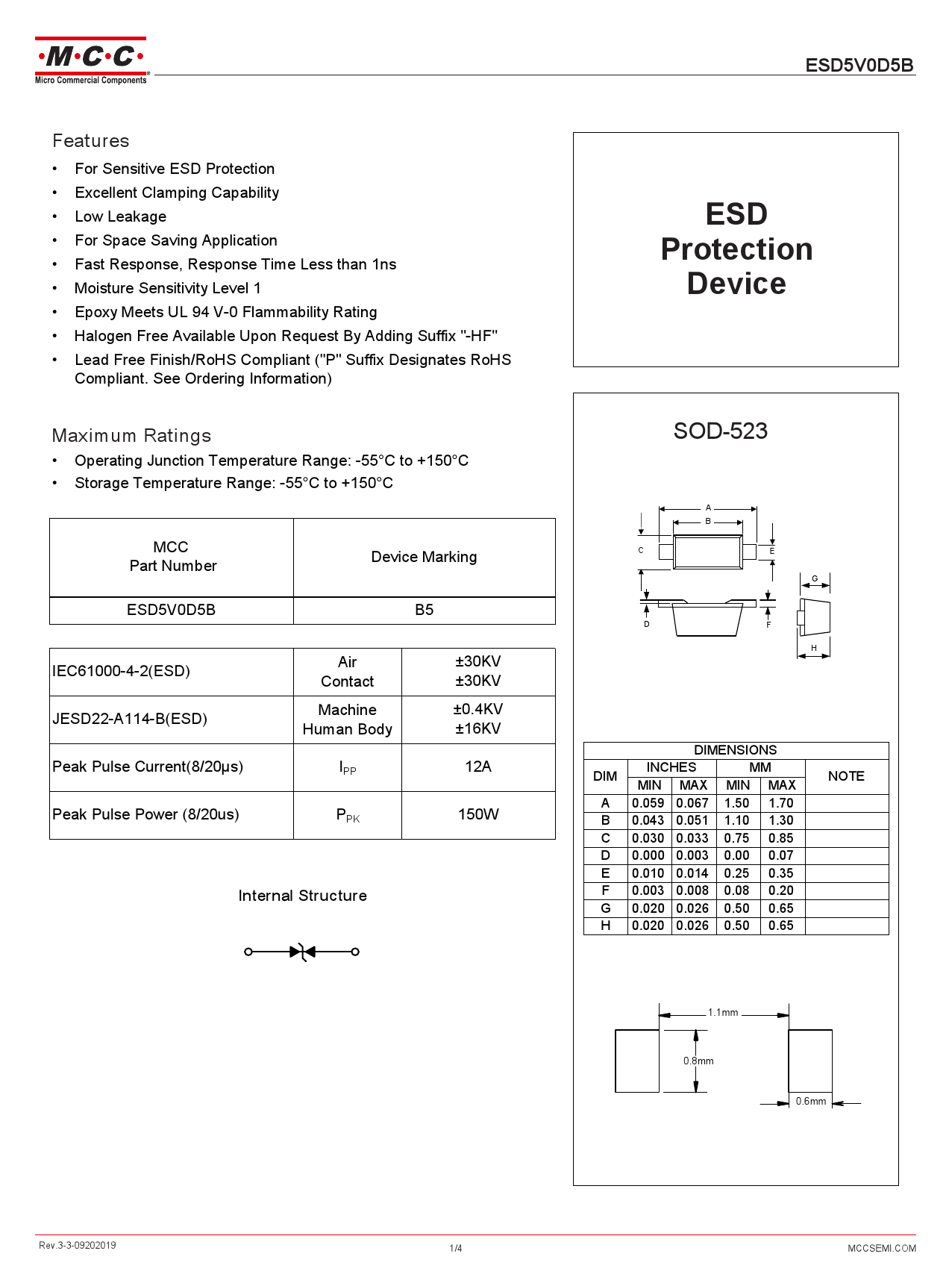 ESD5V0D5B-TP_（MCC(美微科)）ESD5V0D5B-TP中文资料_价格_PDF手册-立创电子商城