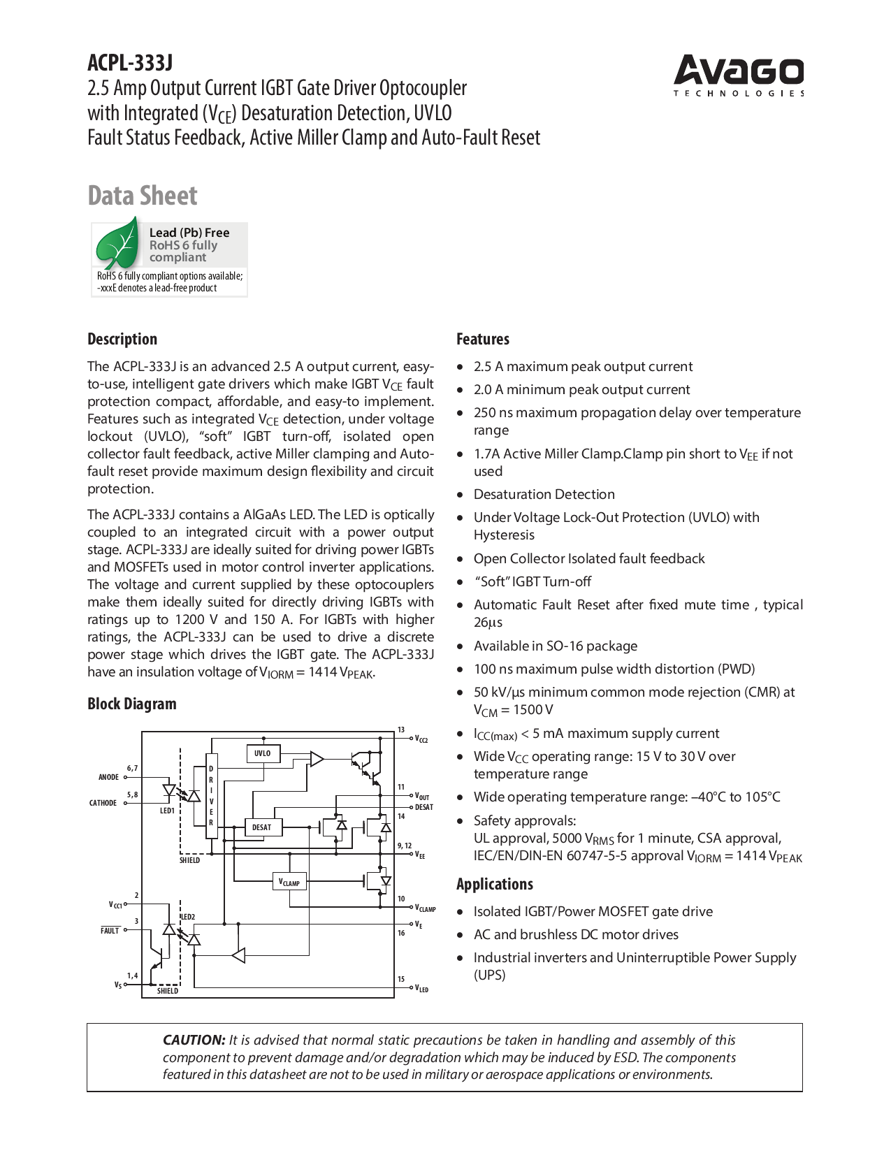 ACPL-333J-500E_（Broadcom/AVAGO(安华高)）ACPL-333J-500E中文资料_价格_PDF手册-立创电子商城