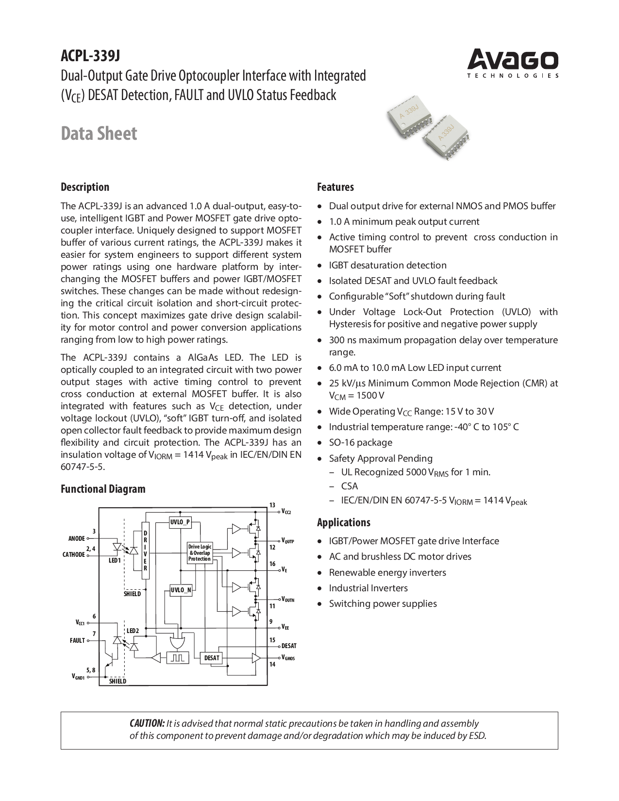 ACPL-339J-500E_（Broadcom/AVAGO(安华高)）ACPL-339J-500E中文资料_价格_PDF手册-立创电子商城