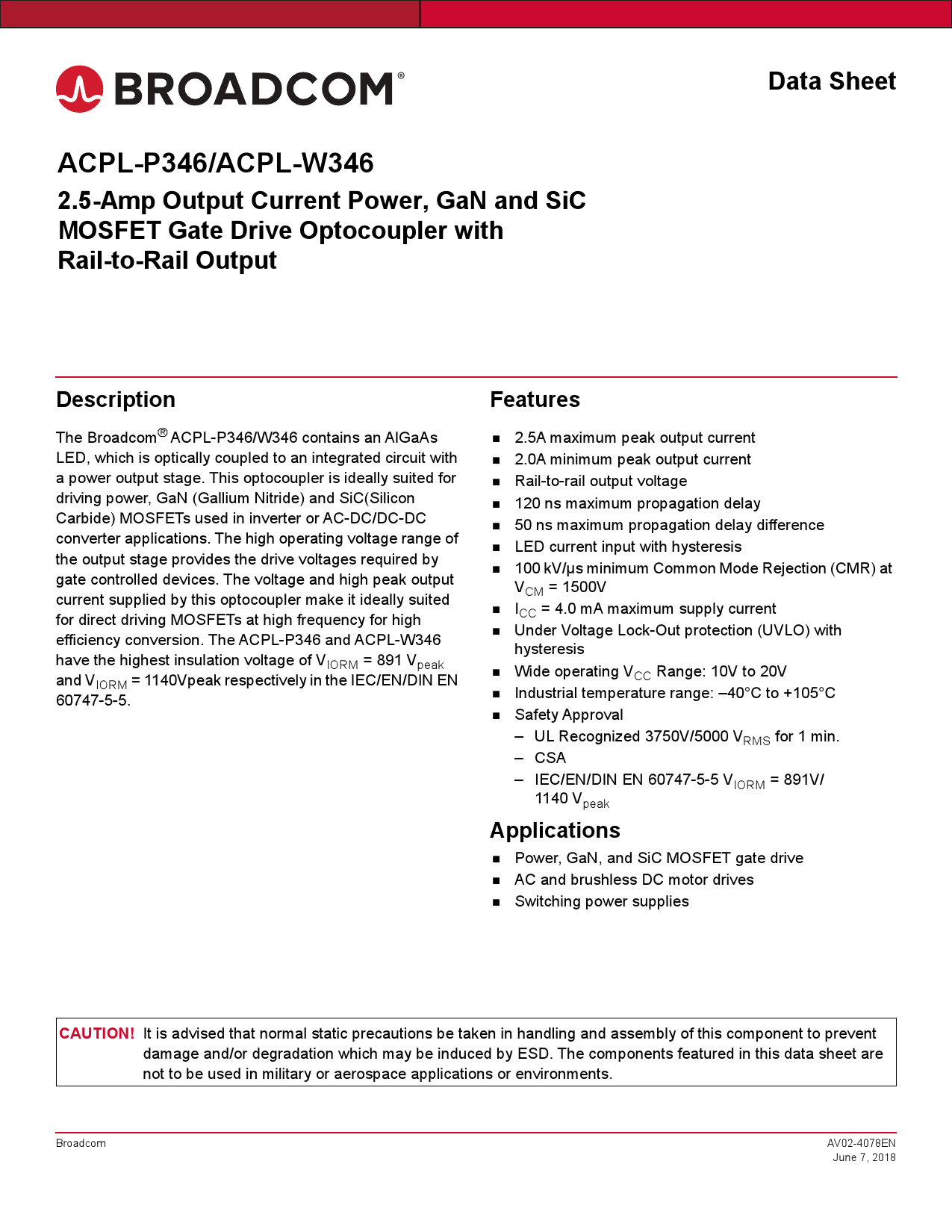 ACPL-W346-500E_（Broadcom/AVAGO(安华高)）ACPL-W346-500E中文资料_价格_PDF手册-立创电子商城