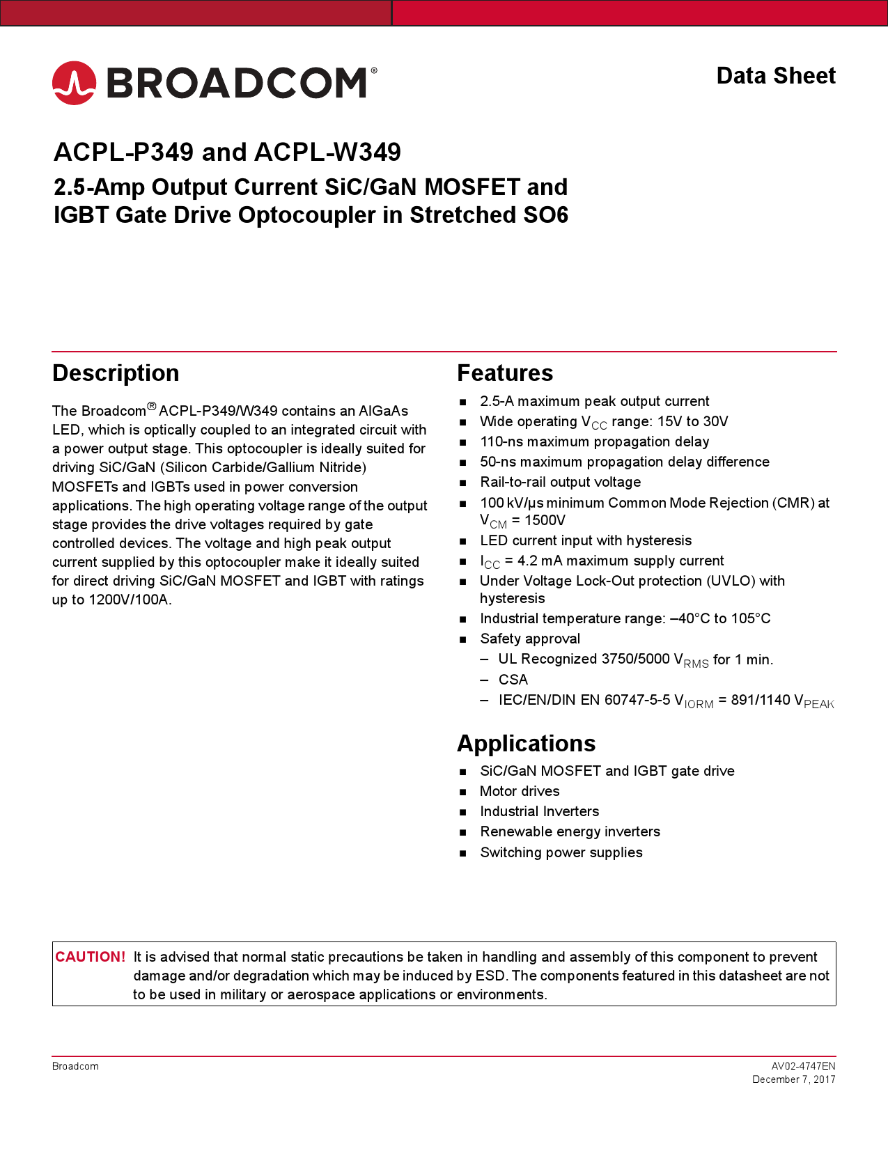 ACPL-W349-500E_（Broadcom/AVAGO(安华高)）ACPL-W349-500E中文资料_价格_PDF手册-立创电子商城