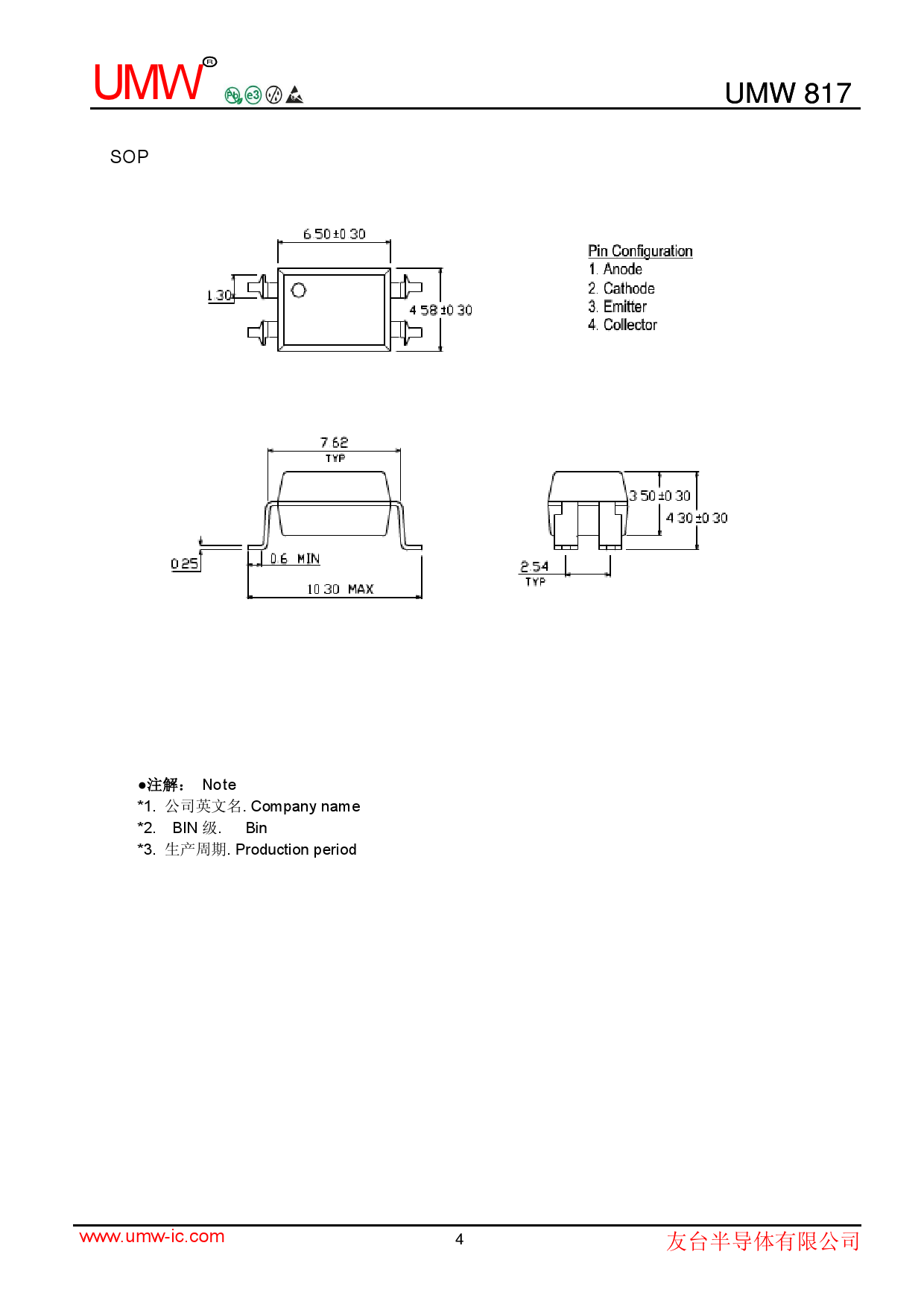 817B_（UMW(友台半导体)）817B中文资料_价格_PDF手册-立创电子商城