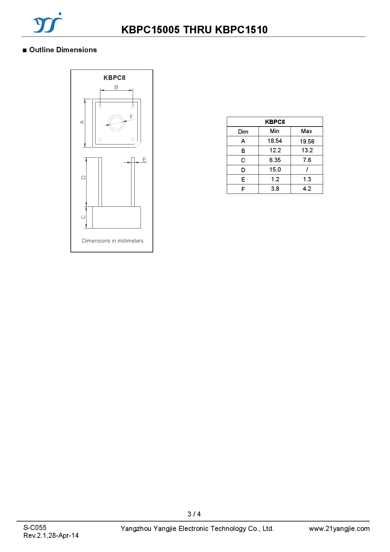 KBPC1510_（YANGJIE(扬杰)）KBPC1510中文资料_价格_PDF手册-立创电子商城