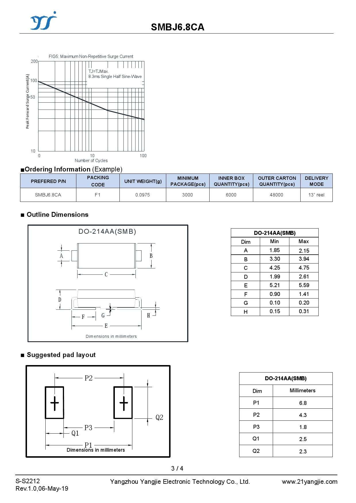 SMBJ6.8CA_（YANGJIE(扬杰)）SMBJ6.8CA中文资料_价格_PDF手册-立创电子商城