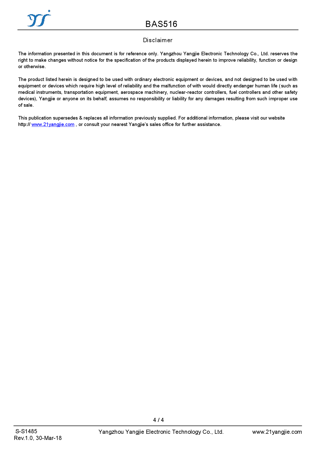 BAS516_（YANGJIE(扬杰)）BAS516中文资料_价格_PDF手册-立创电子商城