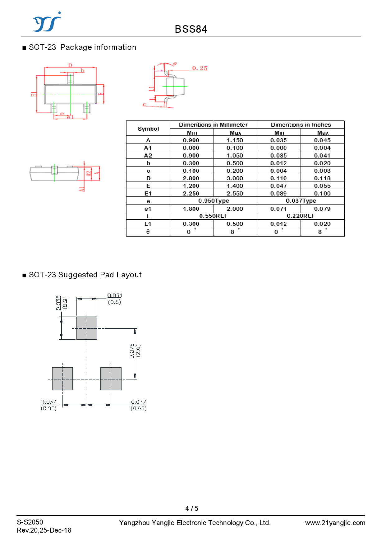 BSS84_（YANGJIE(扬杰)）BSS84中文资料_价格_PDF手册-立创电子商城