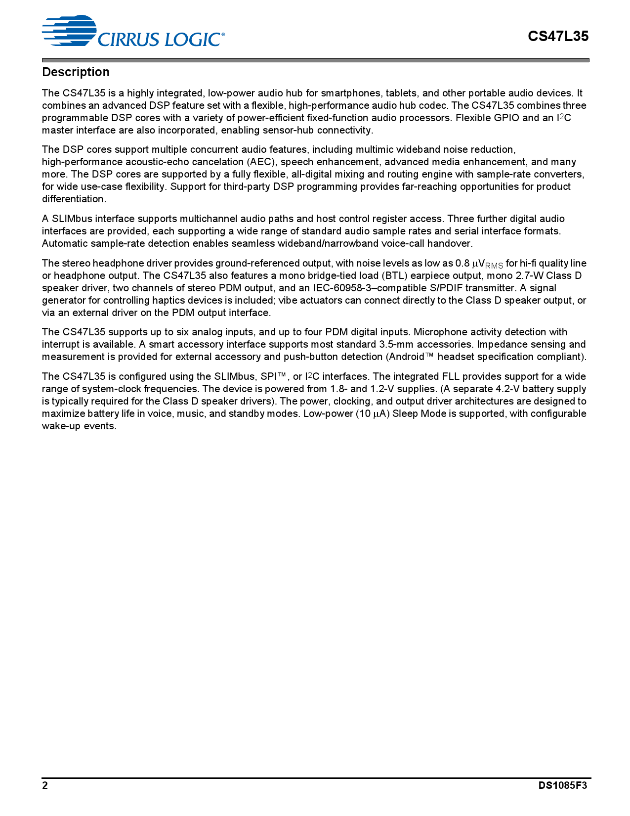 CS47L35-CWZR_（Cirrus Logic(凌云)）CS47L35-CWZR中文资料_价格_PDF手册-立创电子商城