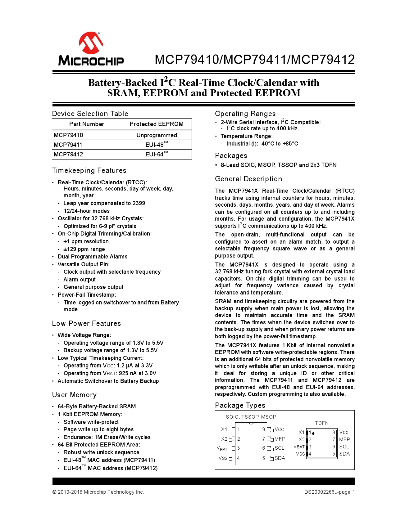 MCP79410-I/SN_（MICROCHIP(美国微芯)）MCP79410-I/SN中文资料_价格_PDF手册-立创电子商城