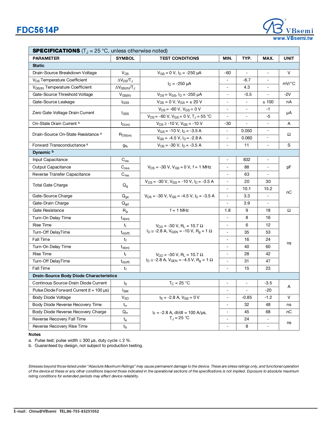 FDC5614P_（VBsemi(微碧)）FDC5614P中文资料_价格_PDF手册-立创电子商城