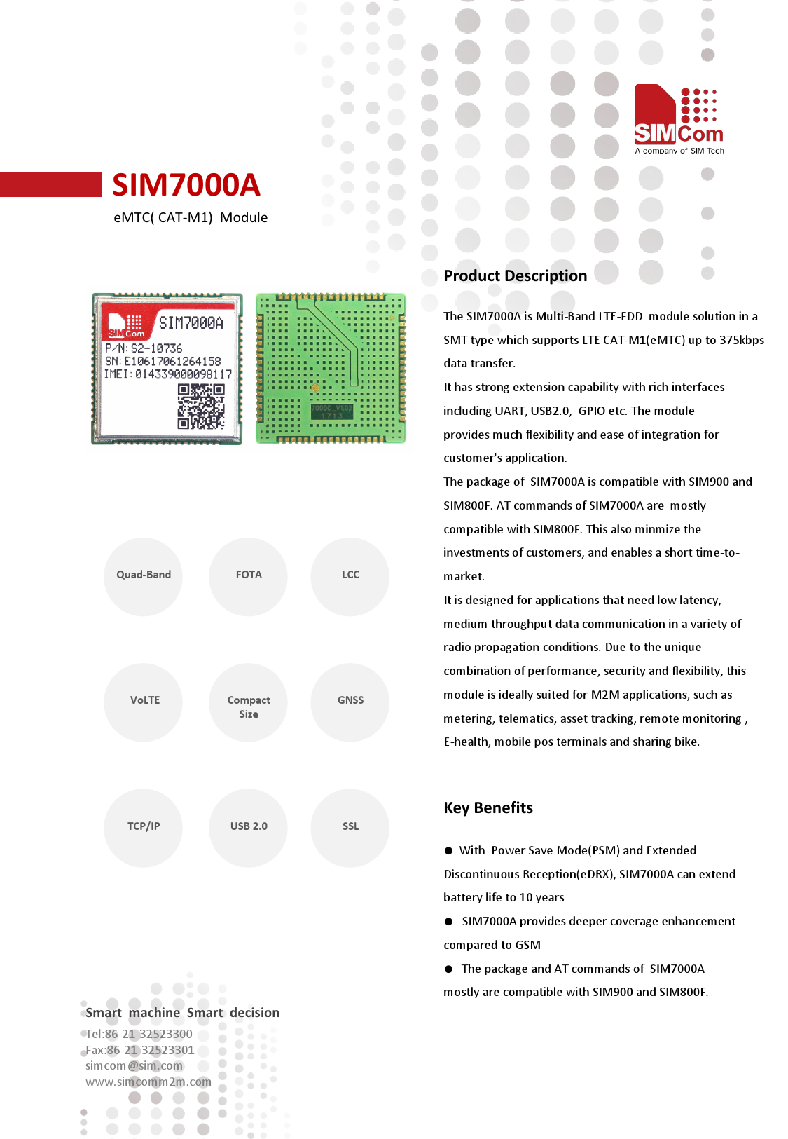 SIM7000A_（SIMCOM(芯讯通无线科技)）SIM7000A中文资料_价格_PDF手册-立创电子商城