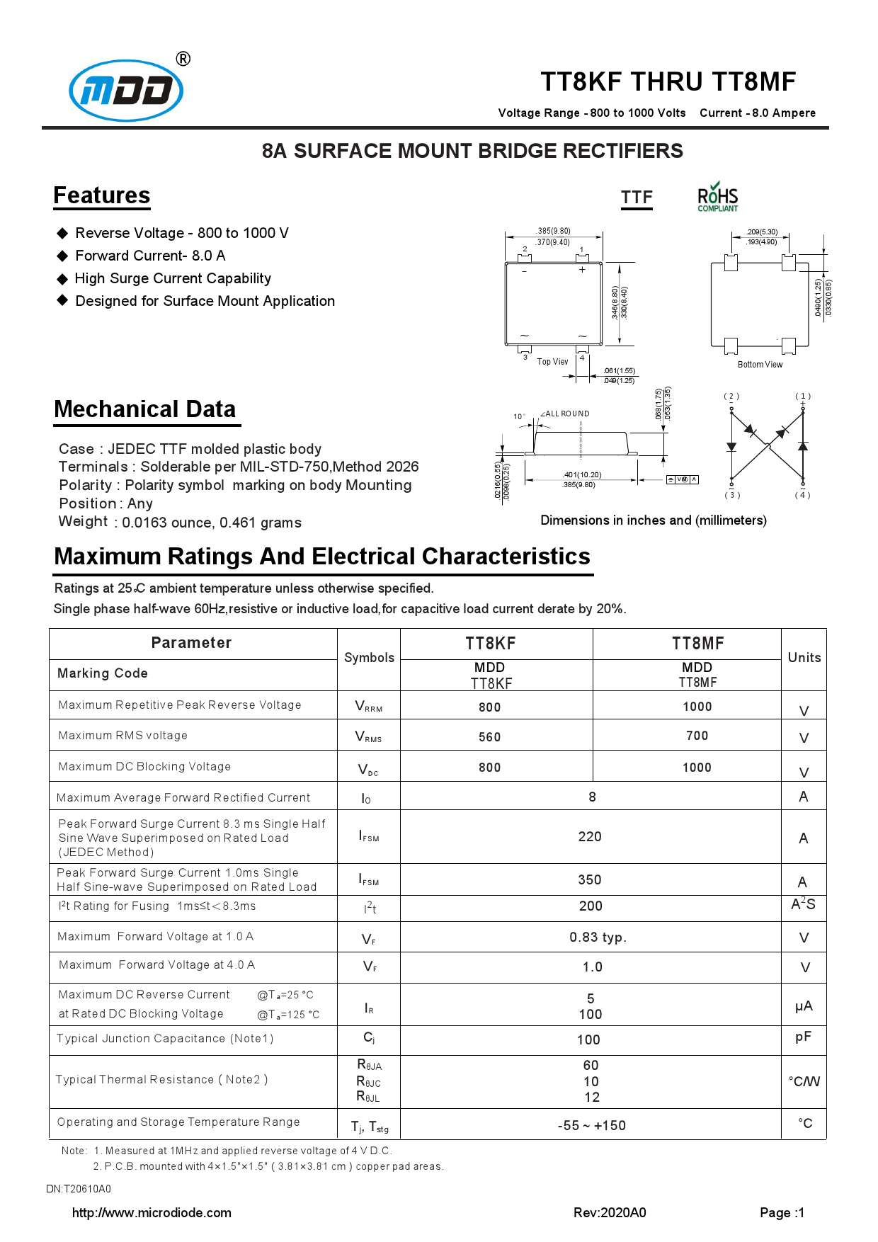 TT8MF_（MDD）TT8MF中文资料_价格_PDF手册-立创电子商城