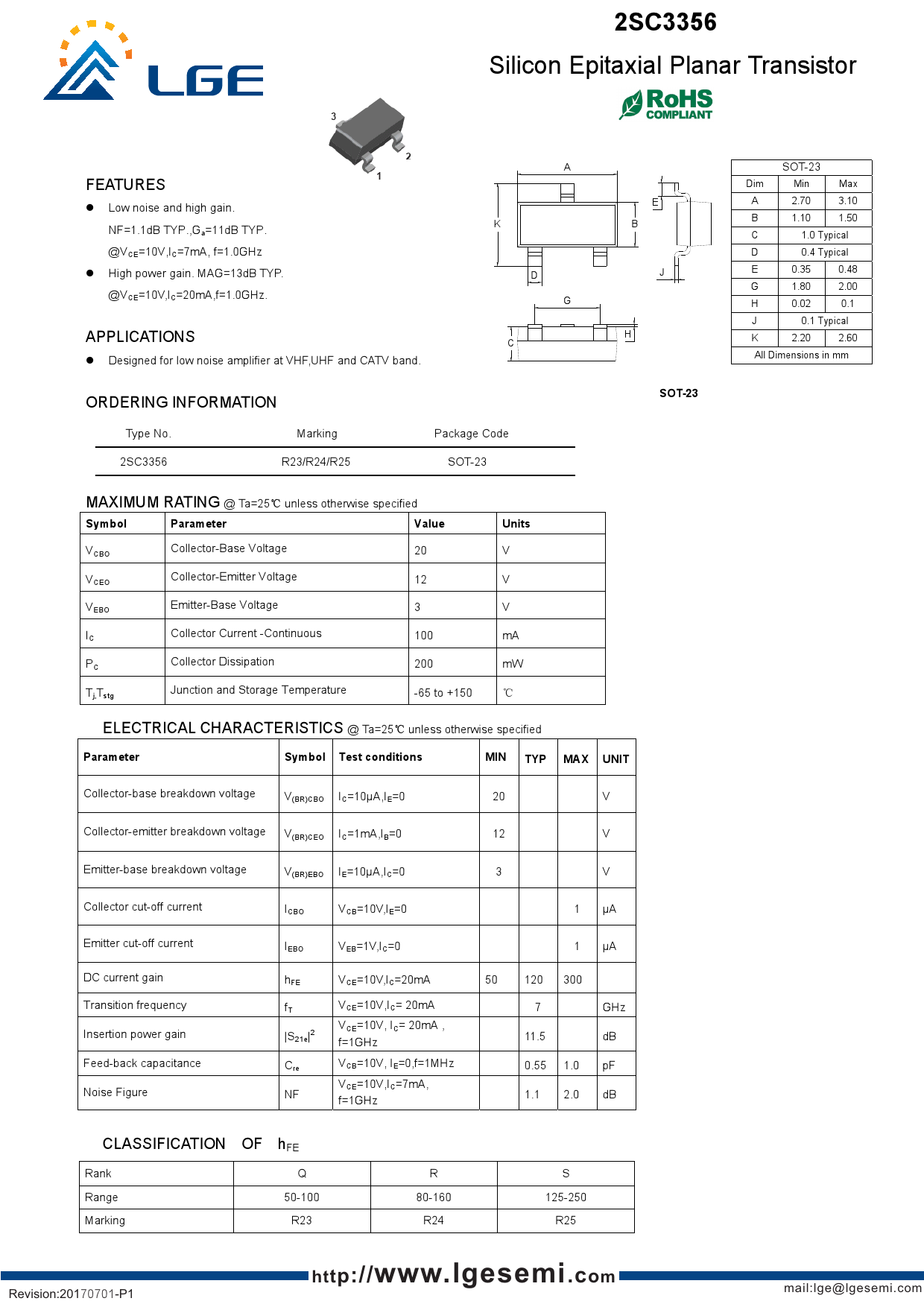 2SC3356_（LGE(鲁光)）2SC3356中文资料_价格_PDF手册-立创电子商城