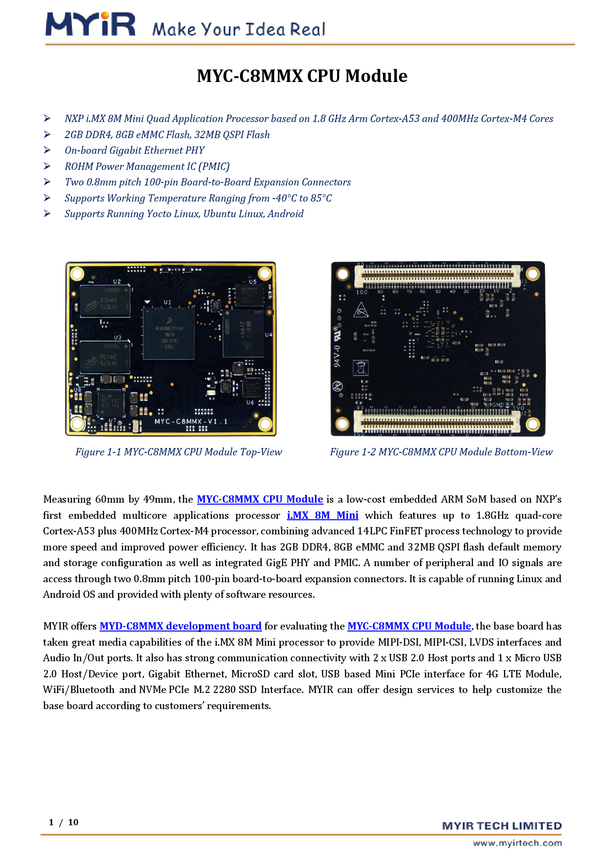 MYD-C8MMQ6-8E2D-160-I_（MYIR(米尔)）MYD-C8MMQ6-8E2D-160-I中文资料_价格_PDF手册-立创电子商城